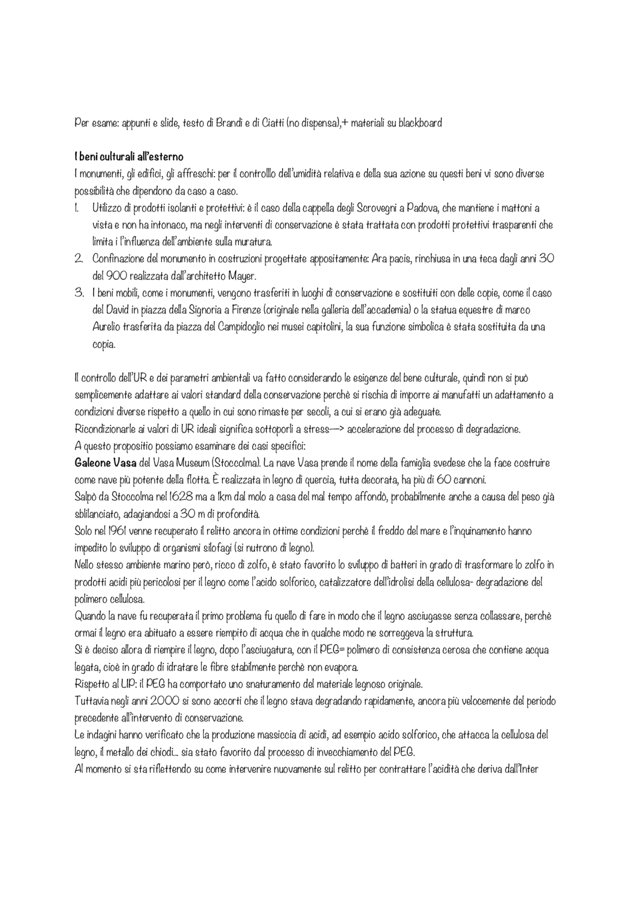 Lezione Di Restauro Appunti Docsity