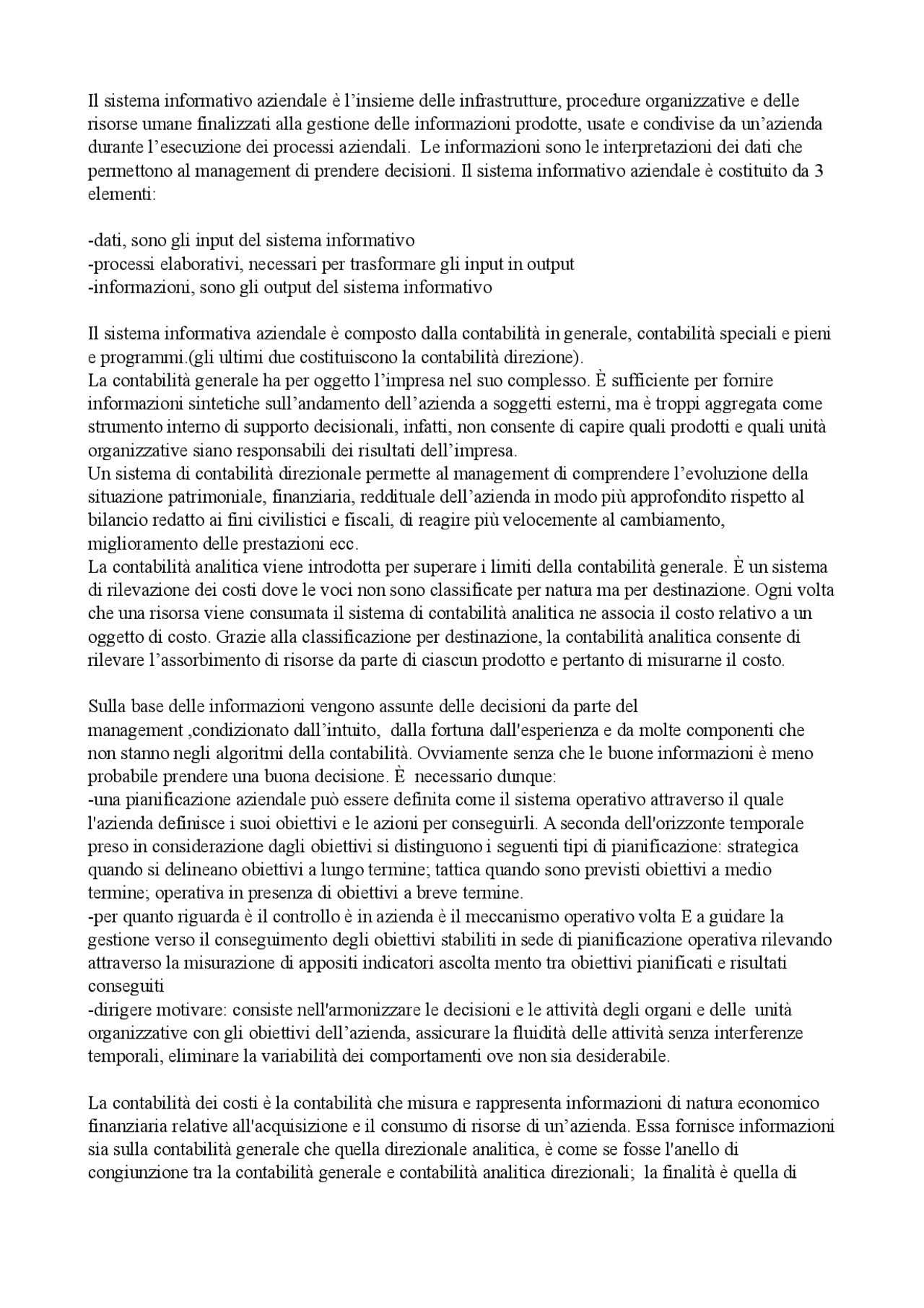 Analisi Dei Costi Attinete Alla Materia A Scelta Docsity