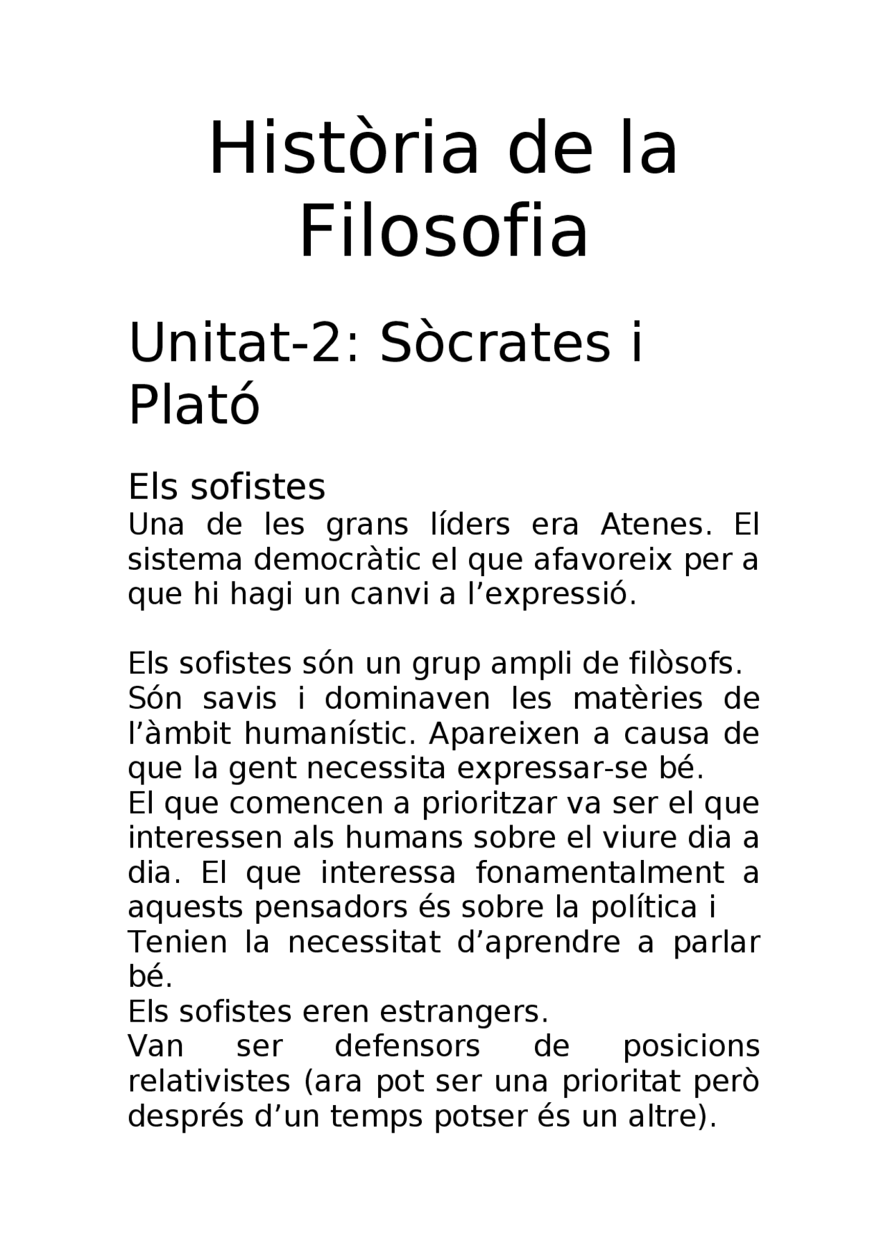 Sòcrates I Plató Història De La Filosofia Docsity