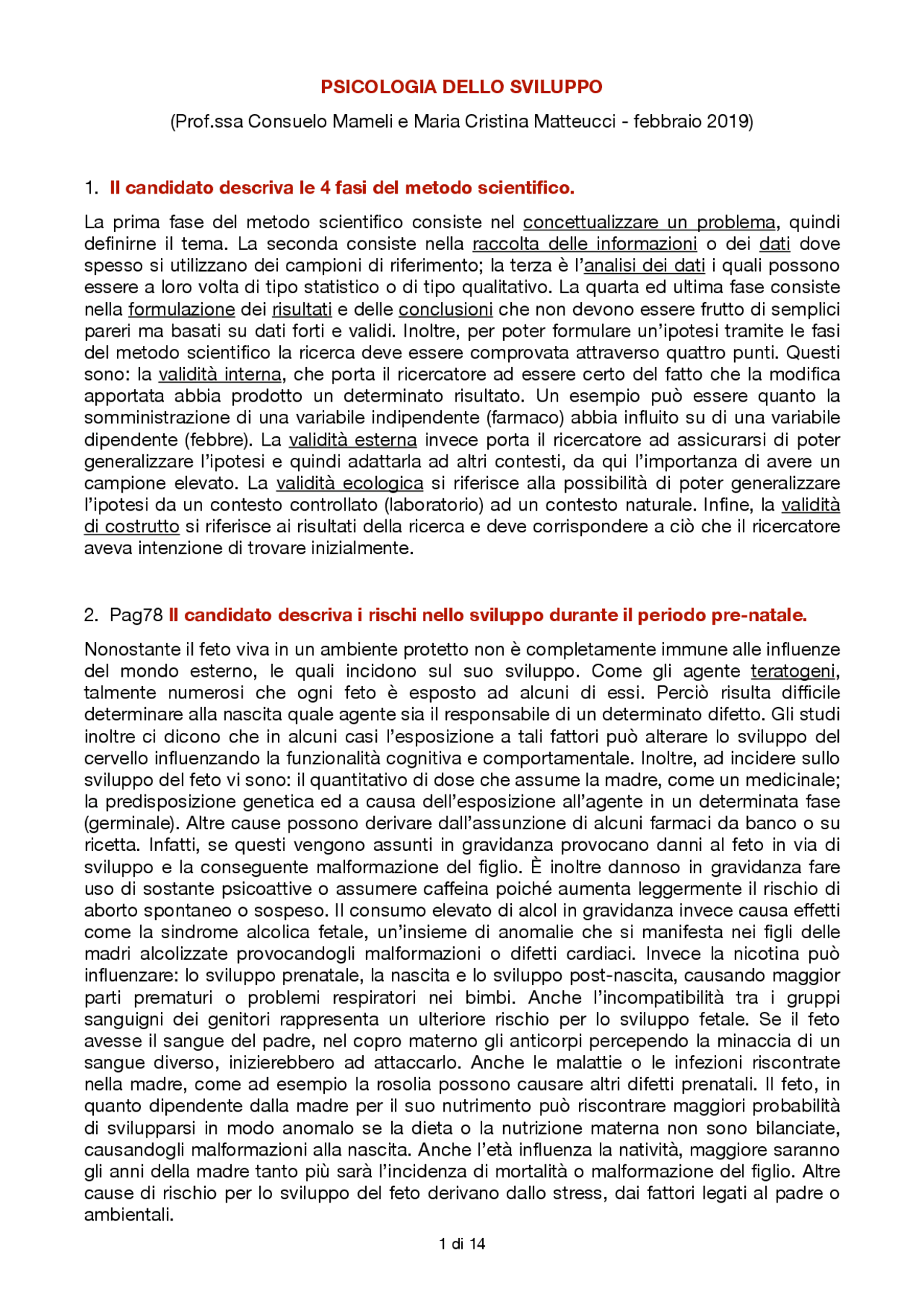Domande E Risposte Psicologia Dello Sviluppo Docsity