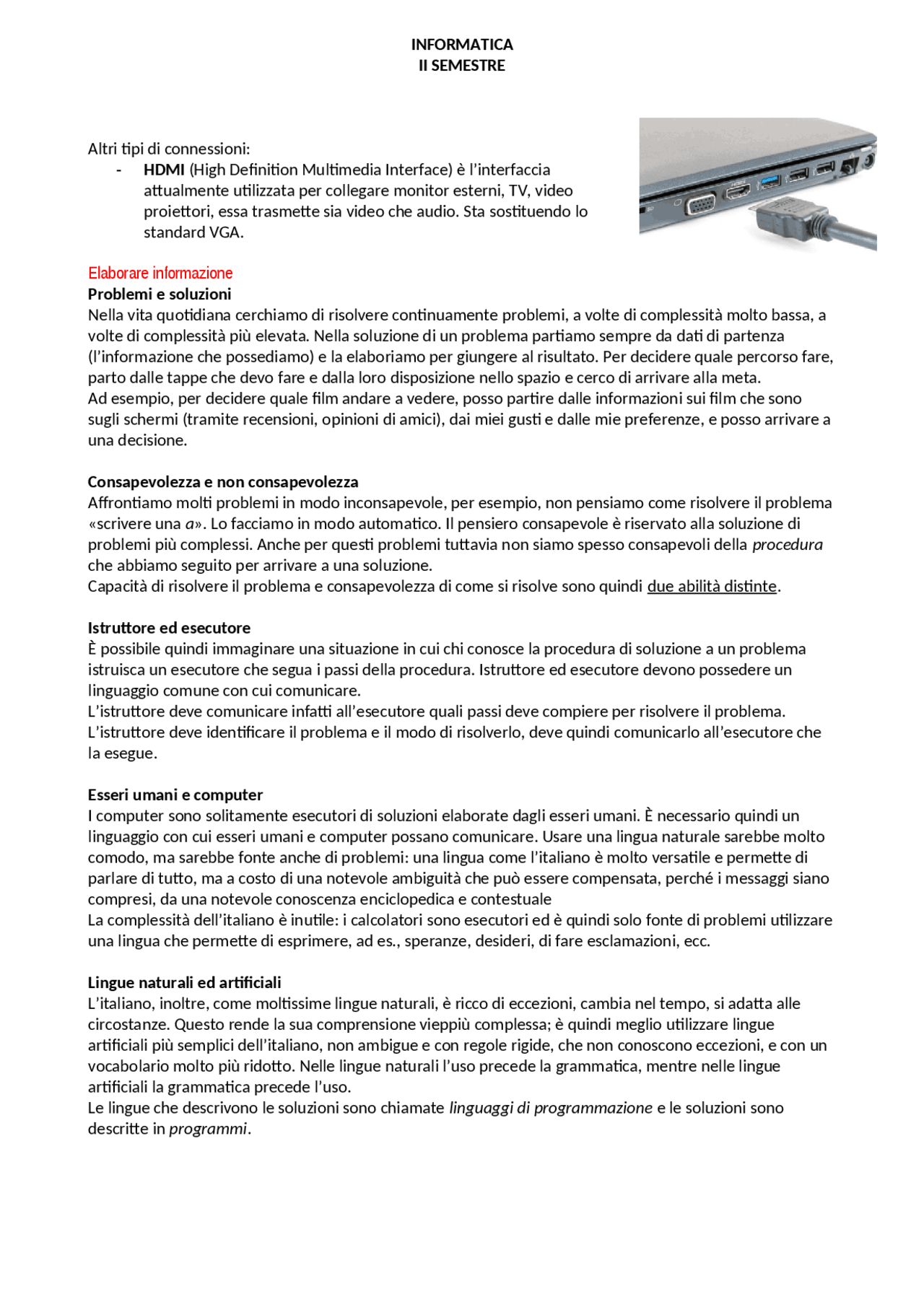 Informatica Hardware Software Algoritmi Variabili Docsity