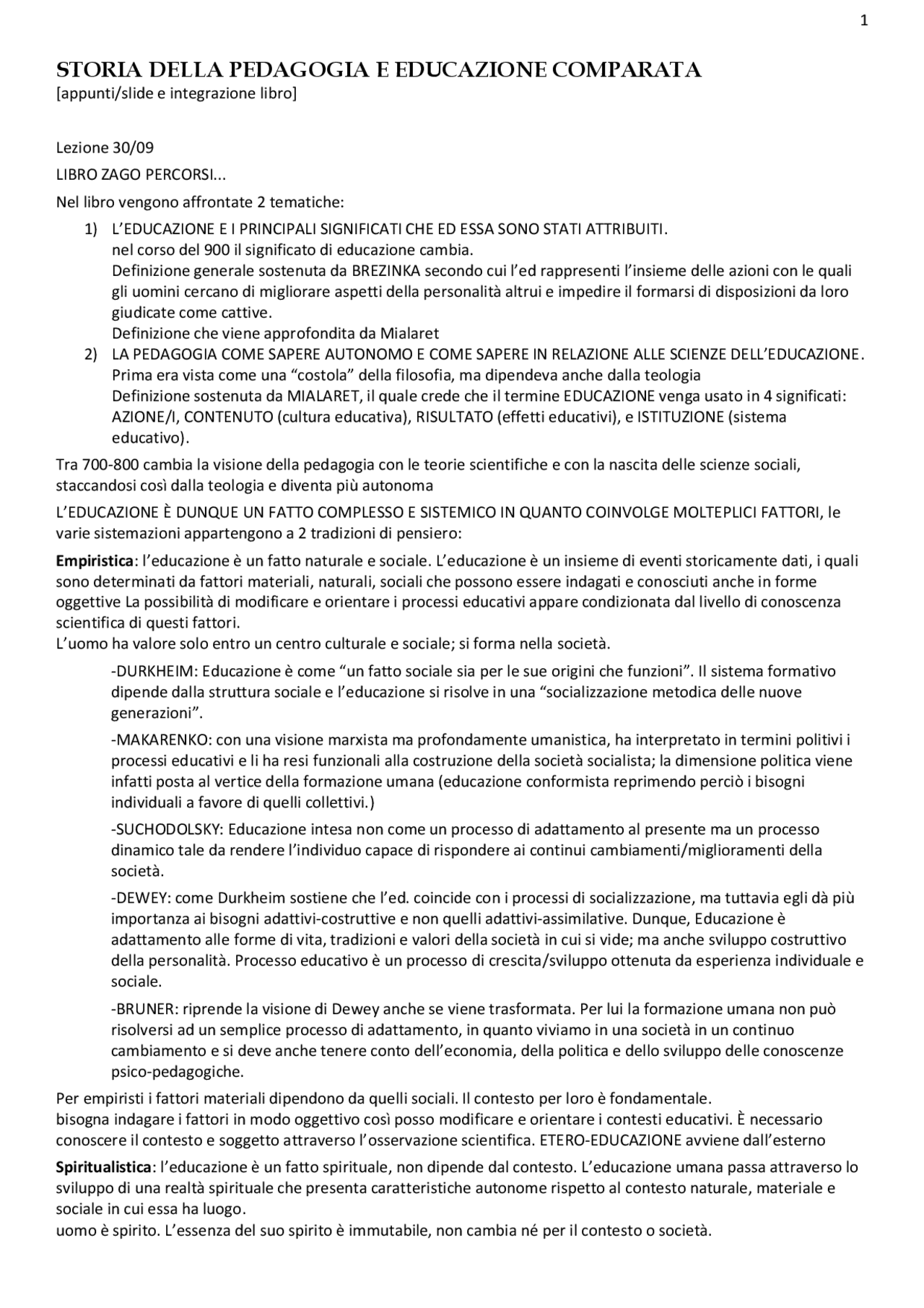 Appunti Di Storia Delleducazione E Storia Comparata Con Integrazioni