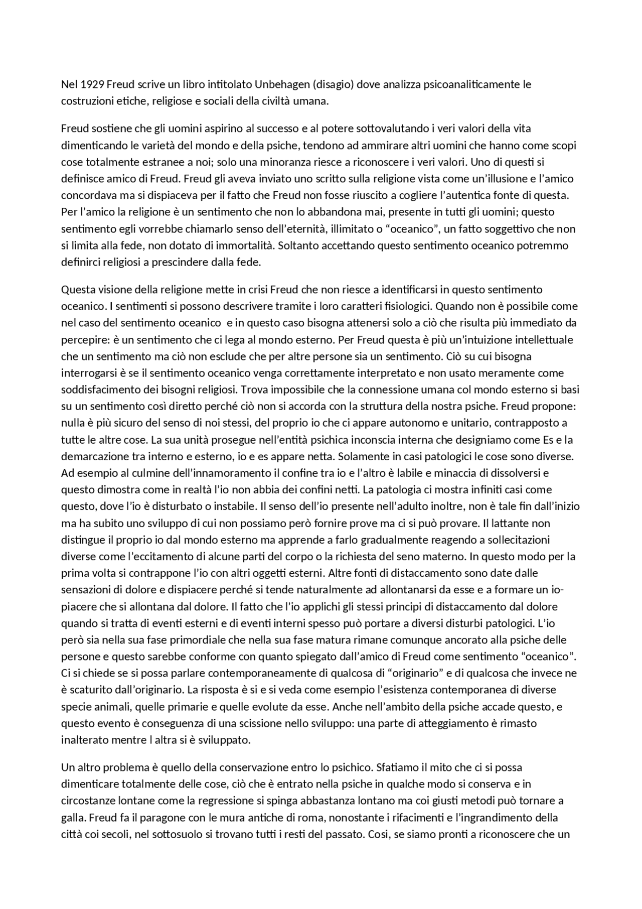 Disagio Della Civiltà Freud Docsity