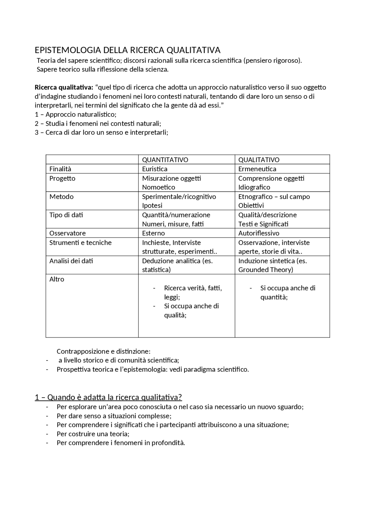 Metodologia Ricerca Qualitativa Docsity