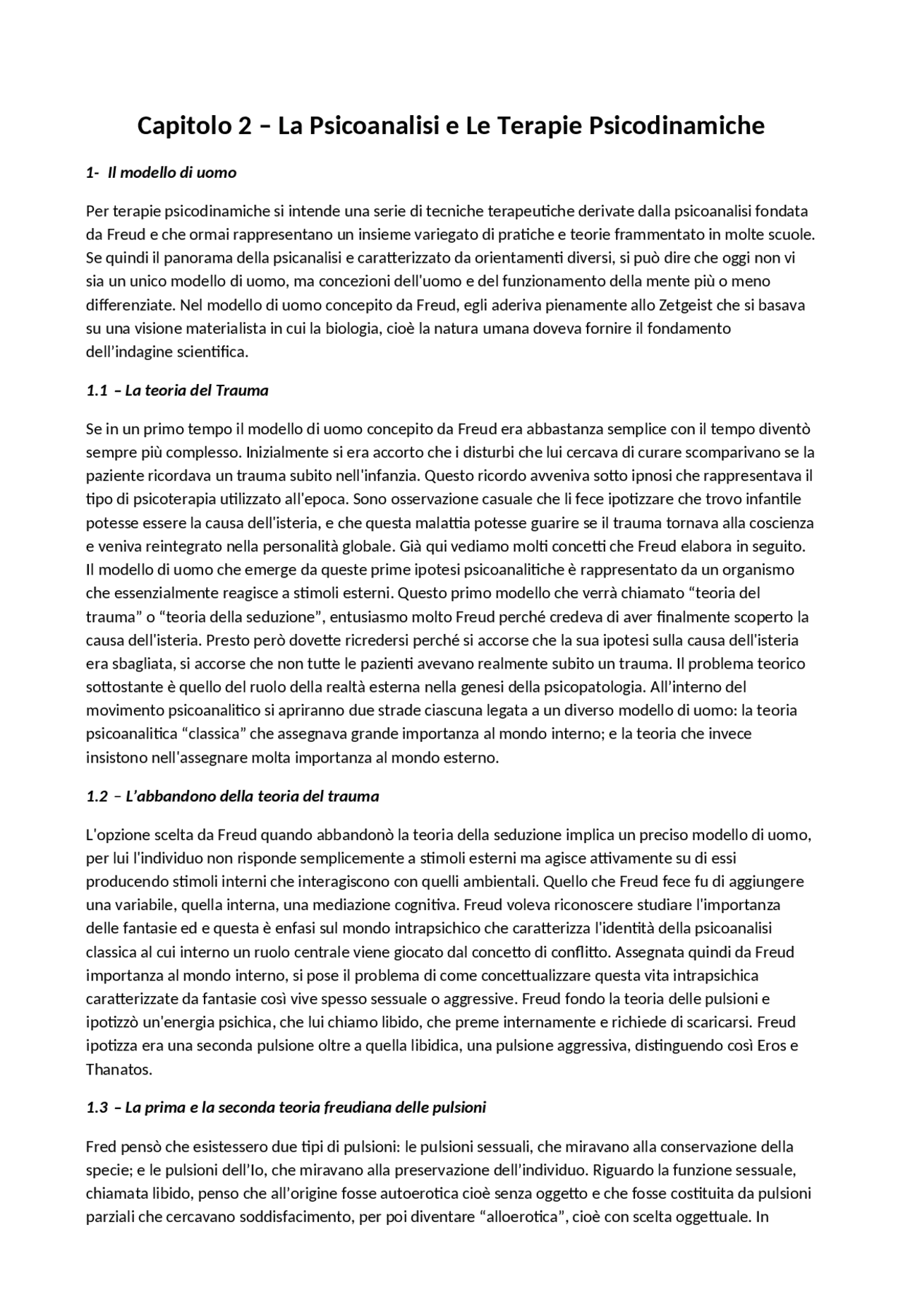Capitolo 2 Di Modelli Di Psicoterapia Docsity