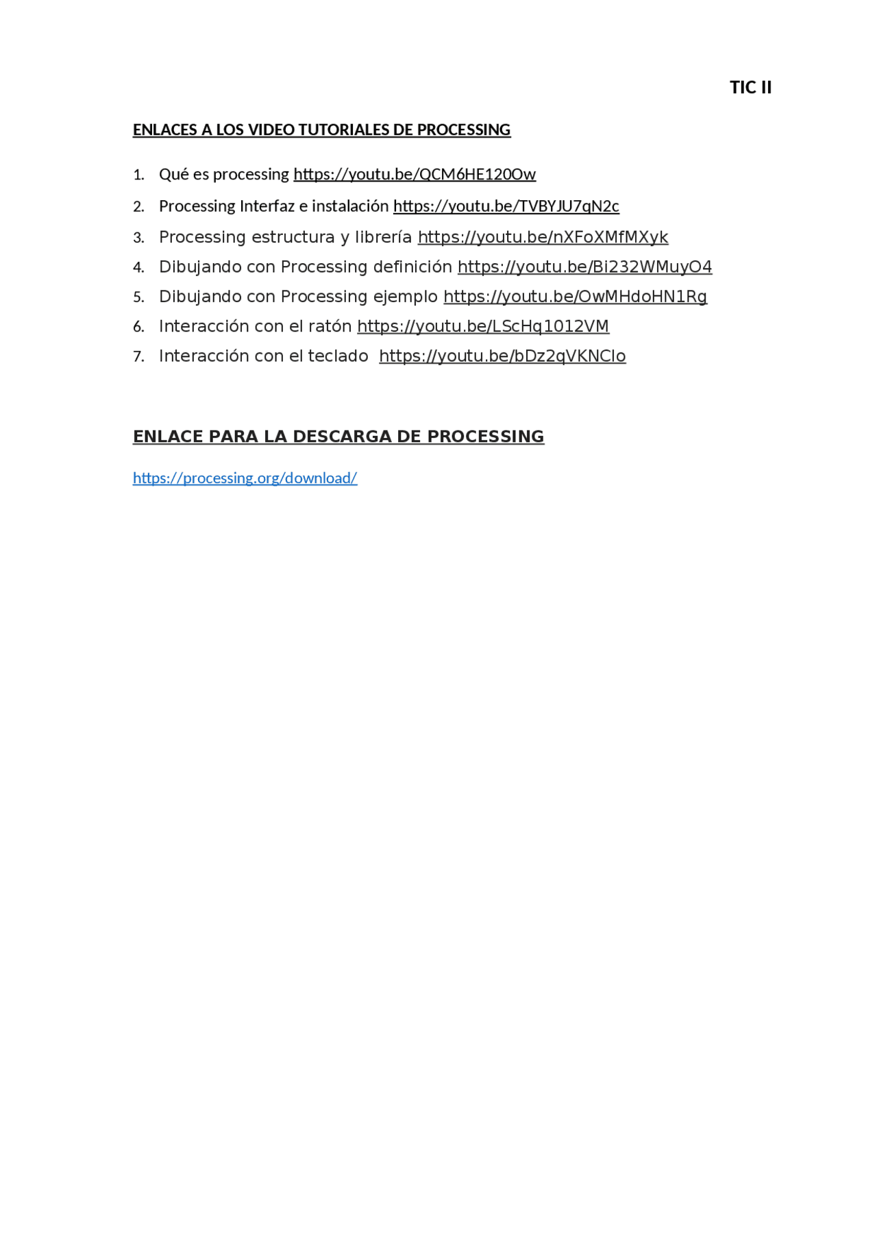 Videos de ayuda processing | Apuntes de Informática | Docsity