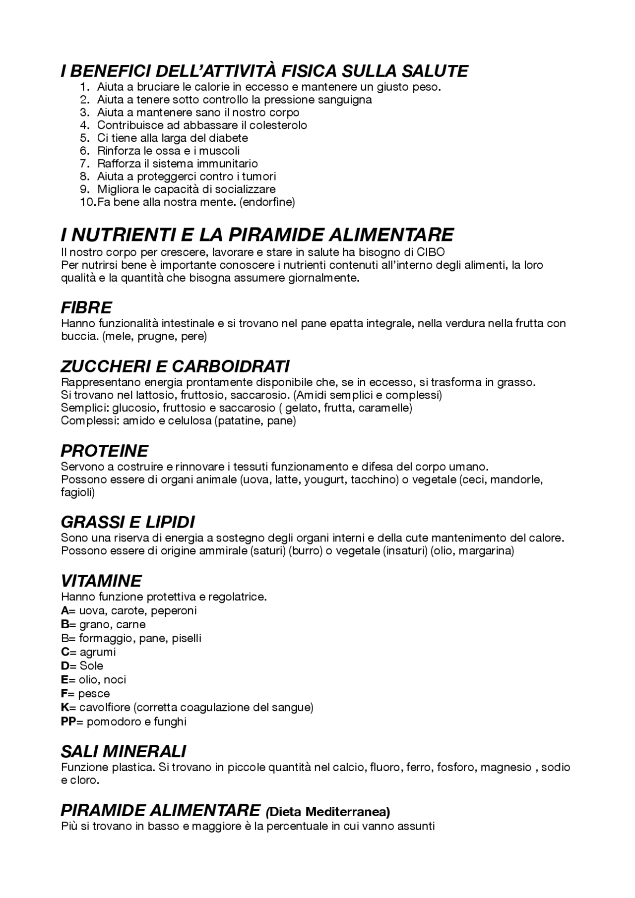 Nutrienti e piramide alimentare - Docsity
