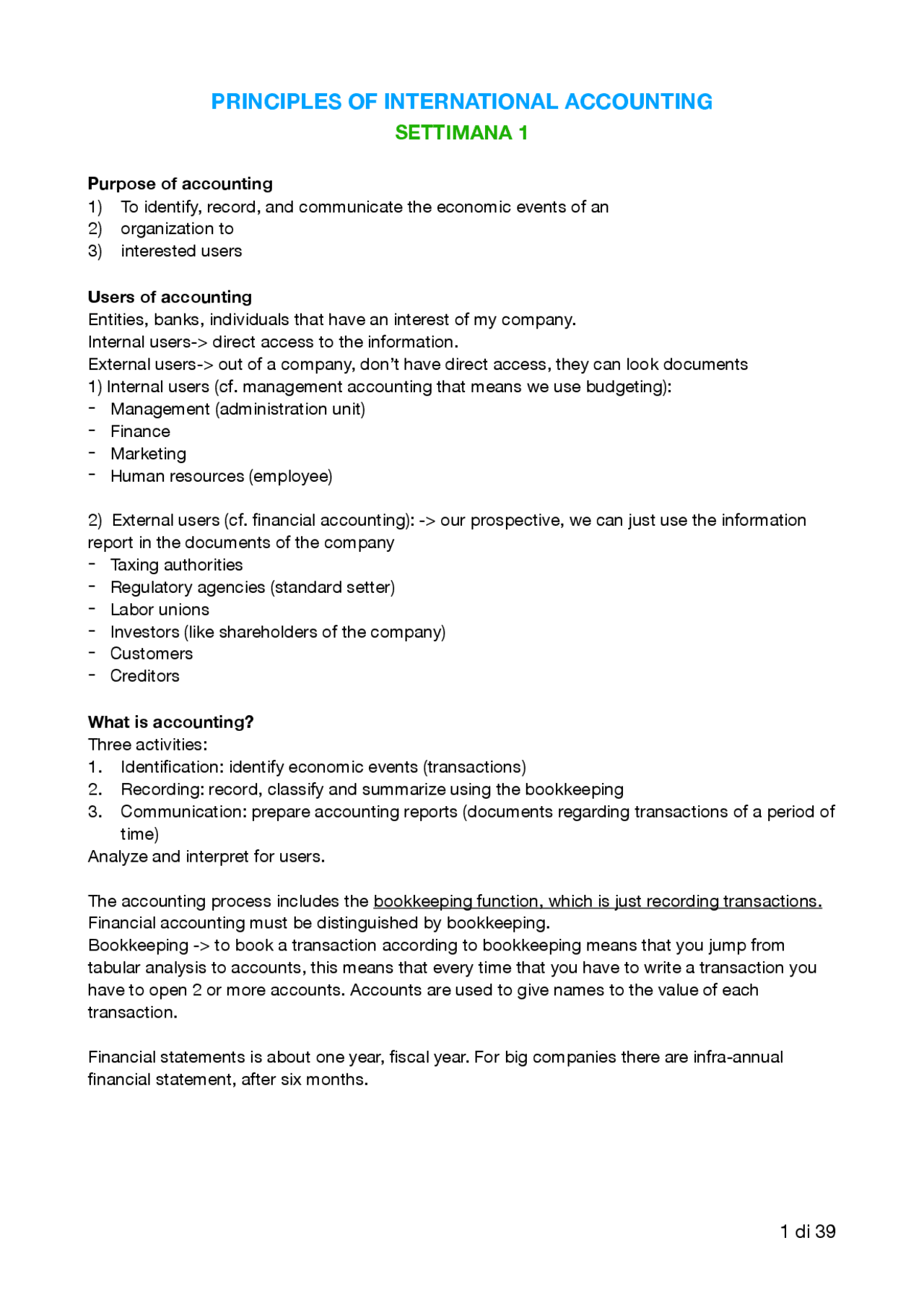 PRINCIPLES OF INTERNATIONAL ACCOUNTING CORDAZZO - Docsity