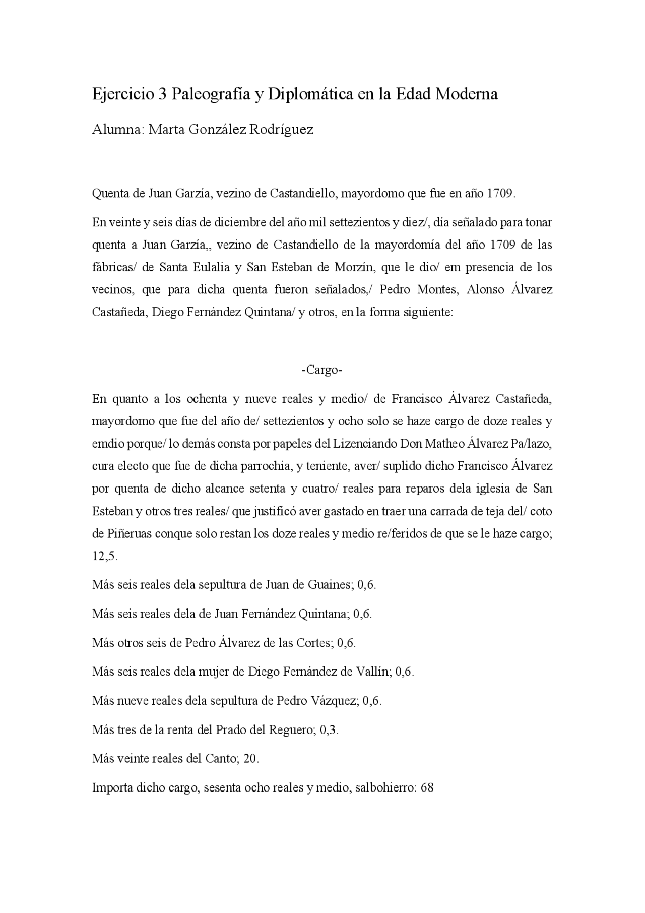 Tarea 3 de Paleografía en la Edad Moderna - Docsity