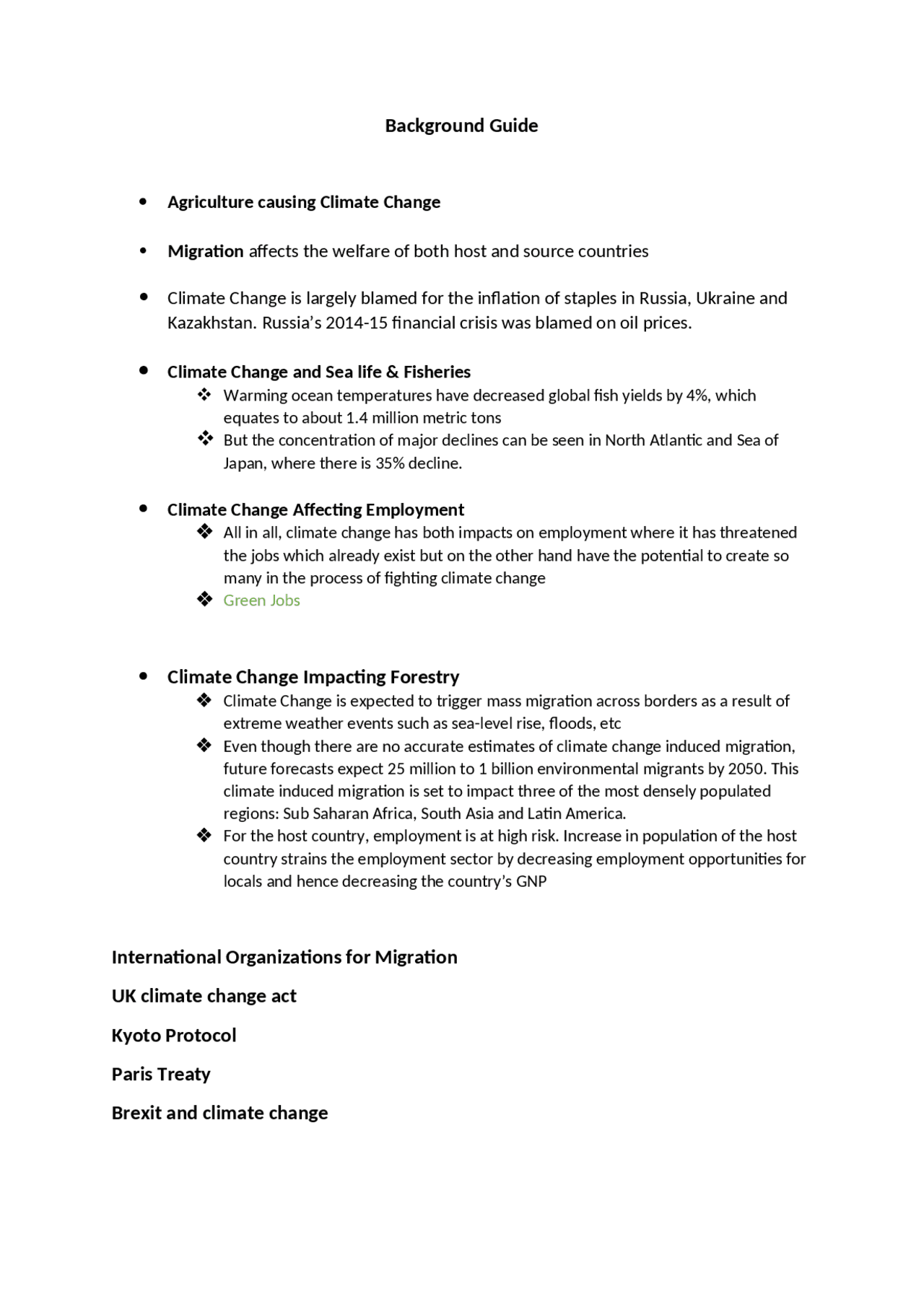 ECOSOC Background Guide main points - Docsity