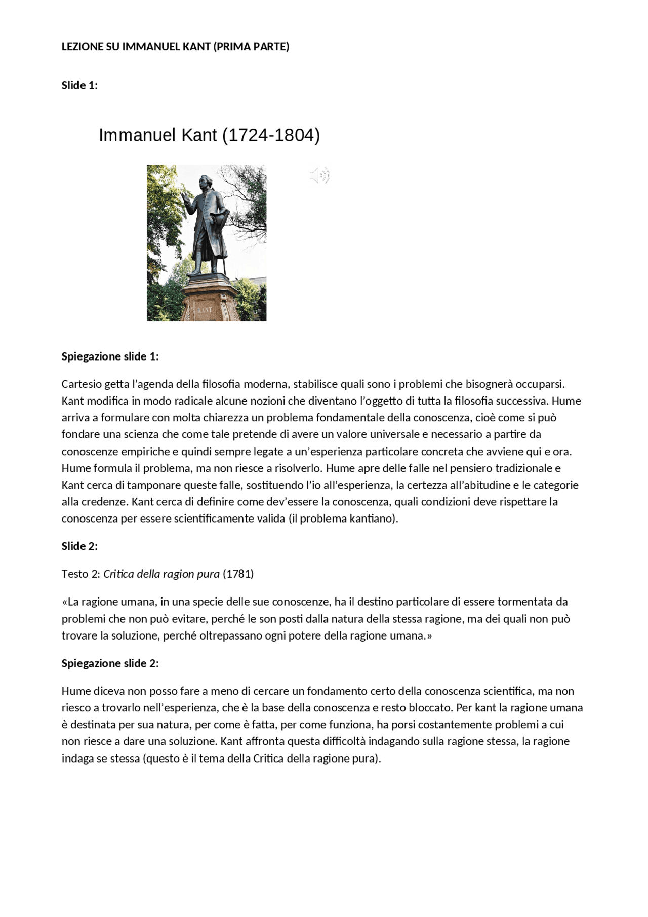 Lezione Del Corso Filosofia Della Mente Su Kant Parte 1 Docsity
