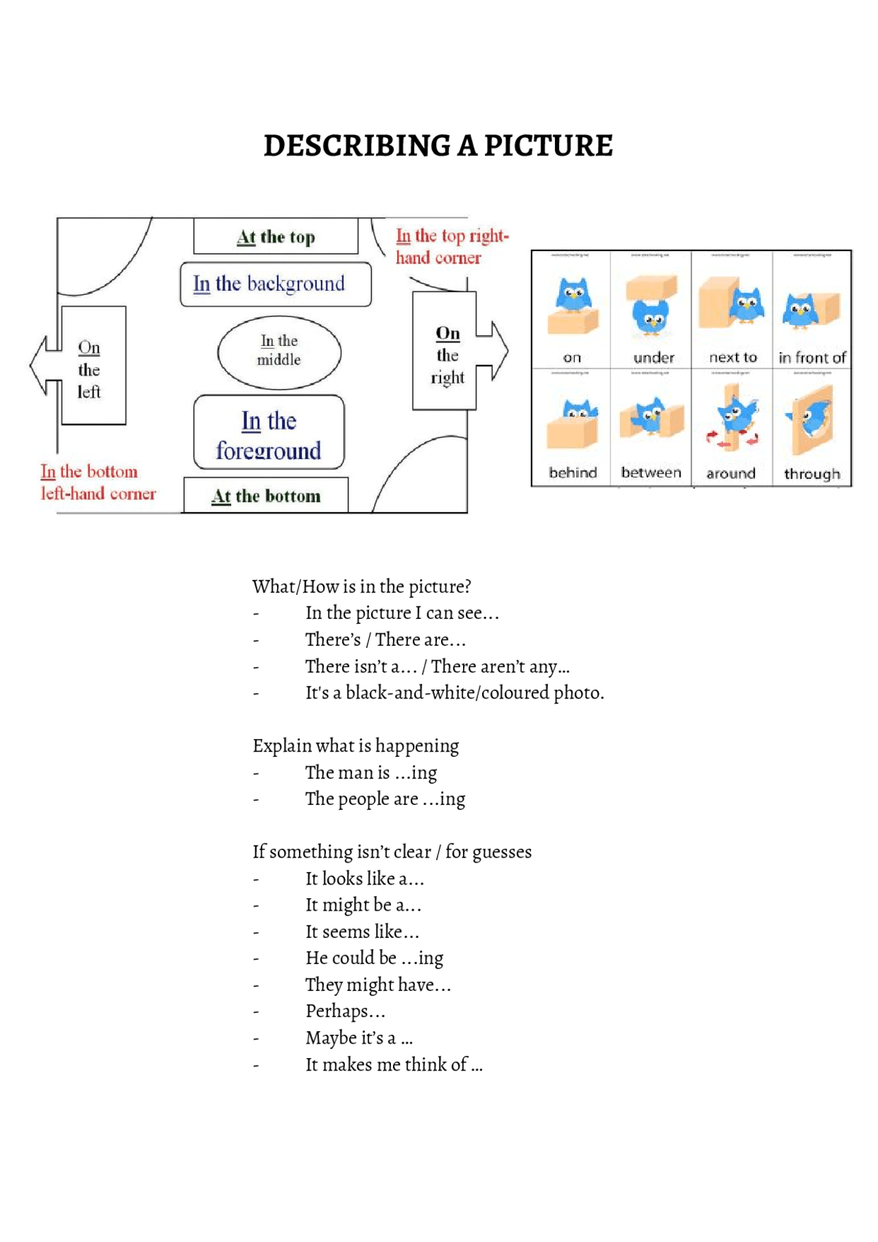 DESCRIBING A PICTURE - Docsity