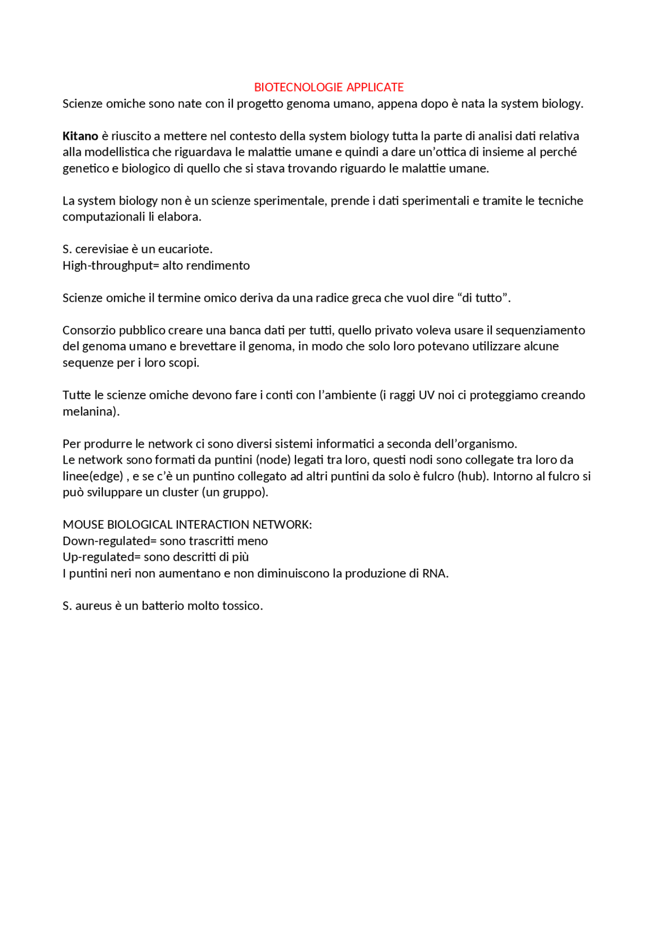 Lezione Zero Biotecnologie Docsity