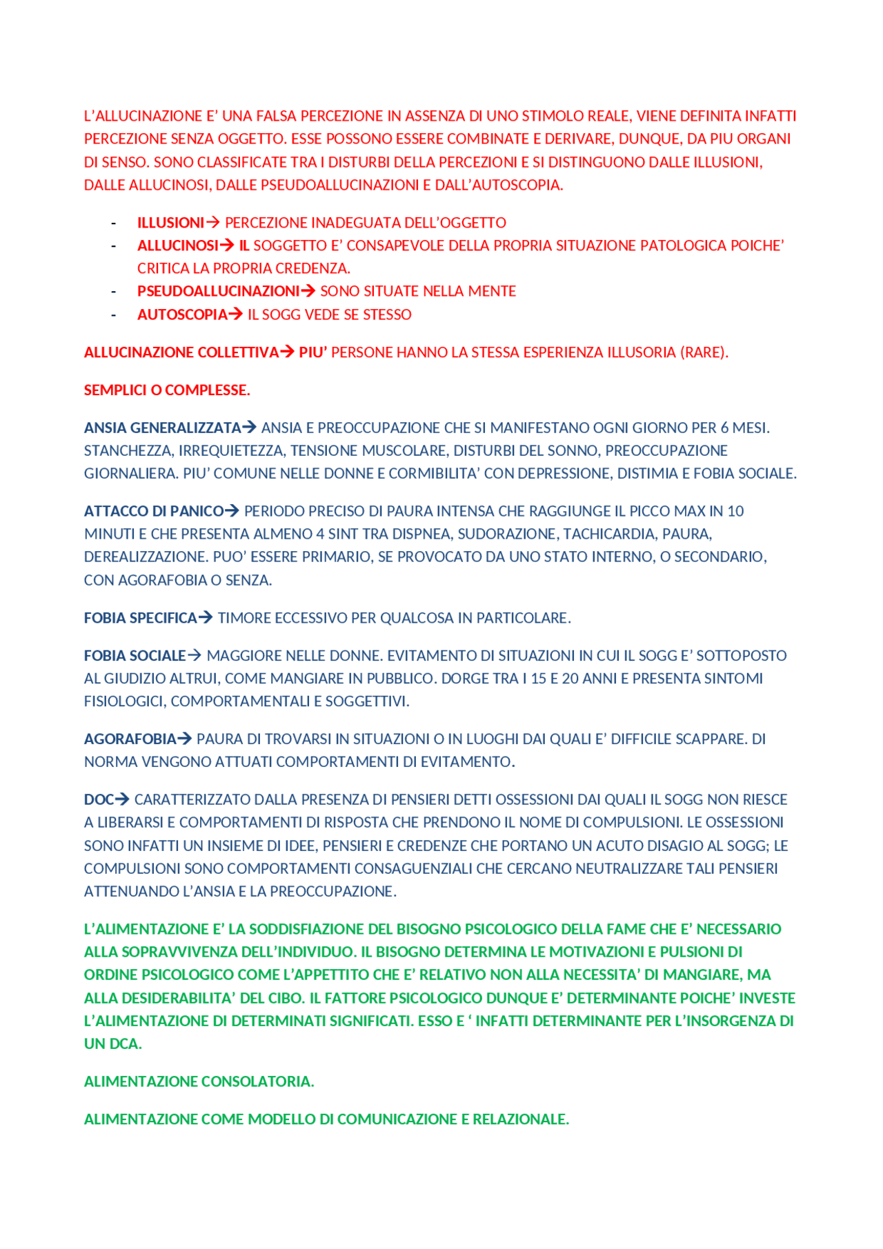 Psichiatria Esame Prof Cedro Docsity