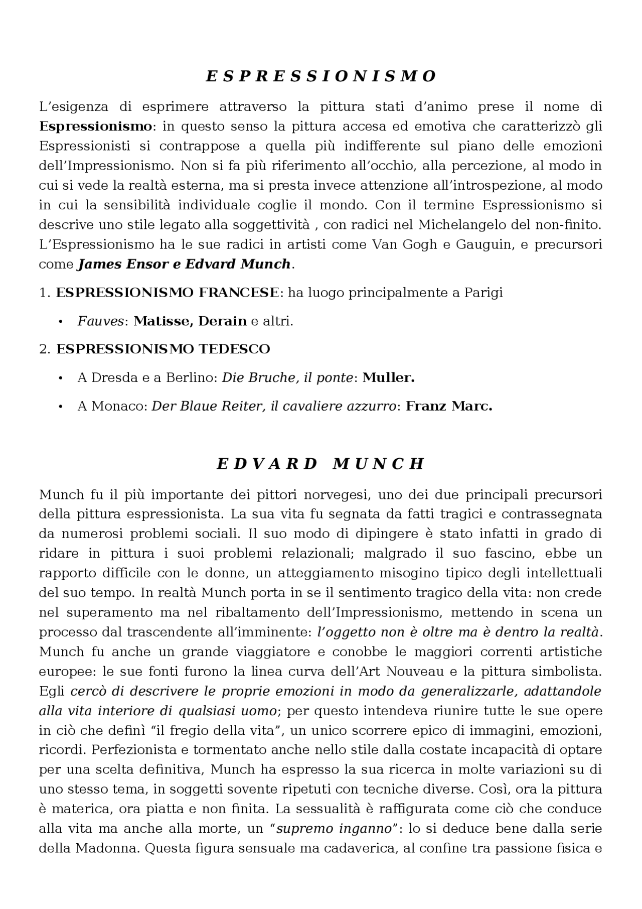 Espressionismo Munch Esnor I Fauves Docsity