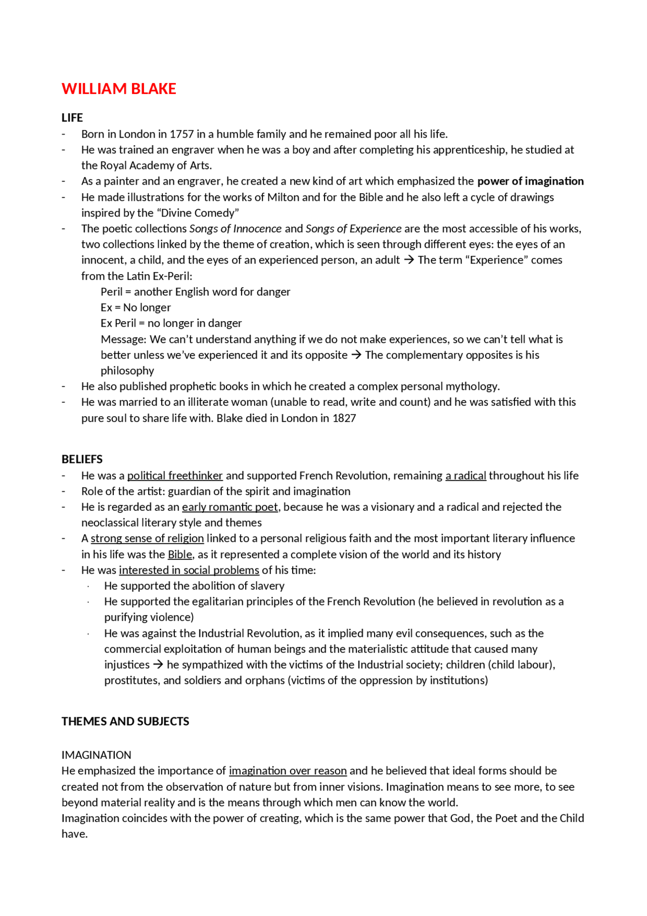All You Need To Know About William Blake Docsity