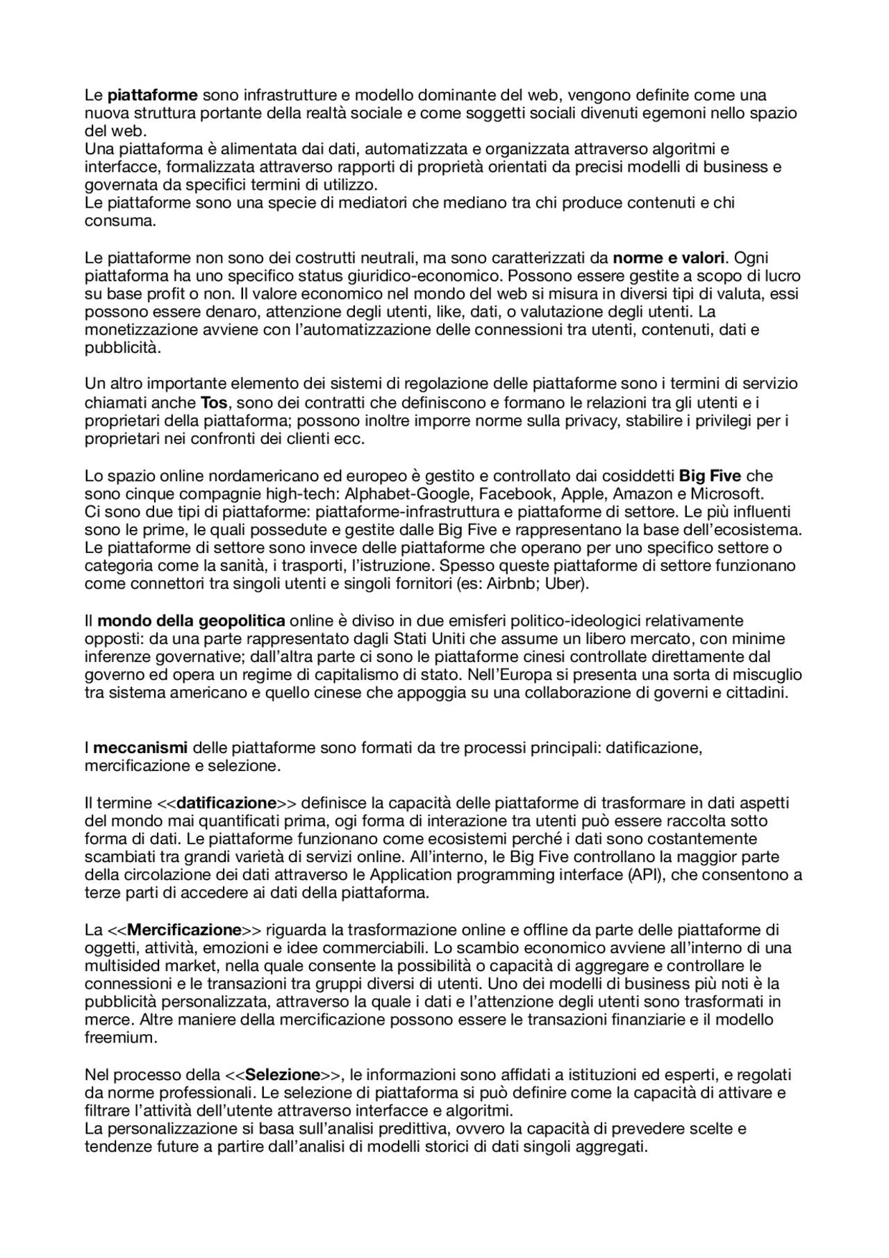 Riassunto Platform Society Docsity