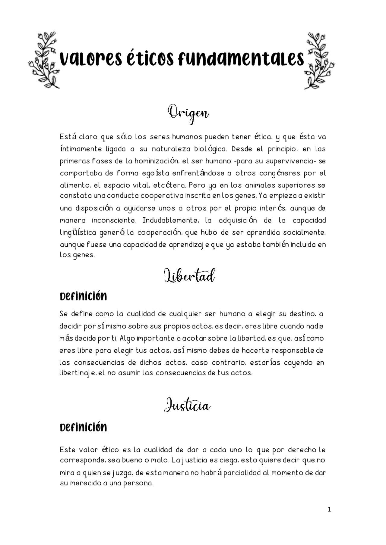 Valores éticos Fundamentales Docsity