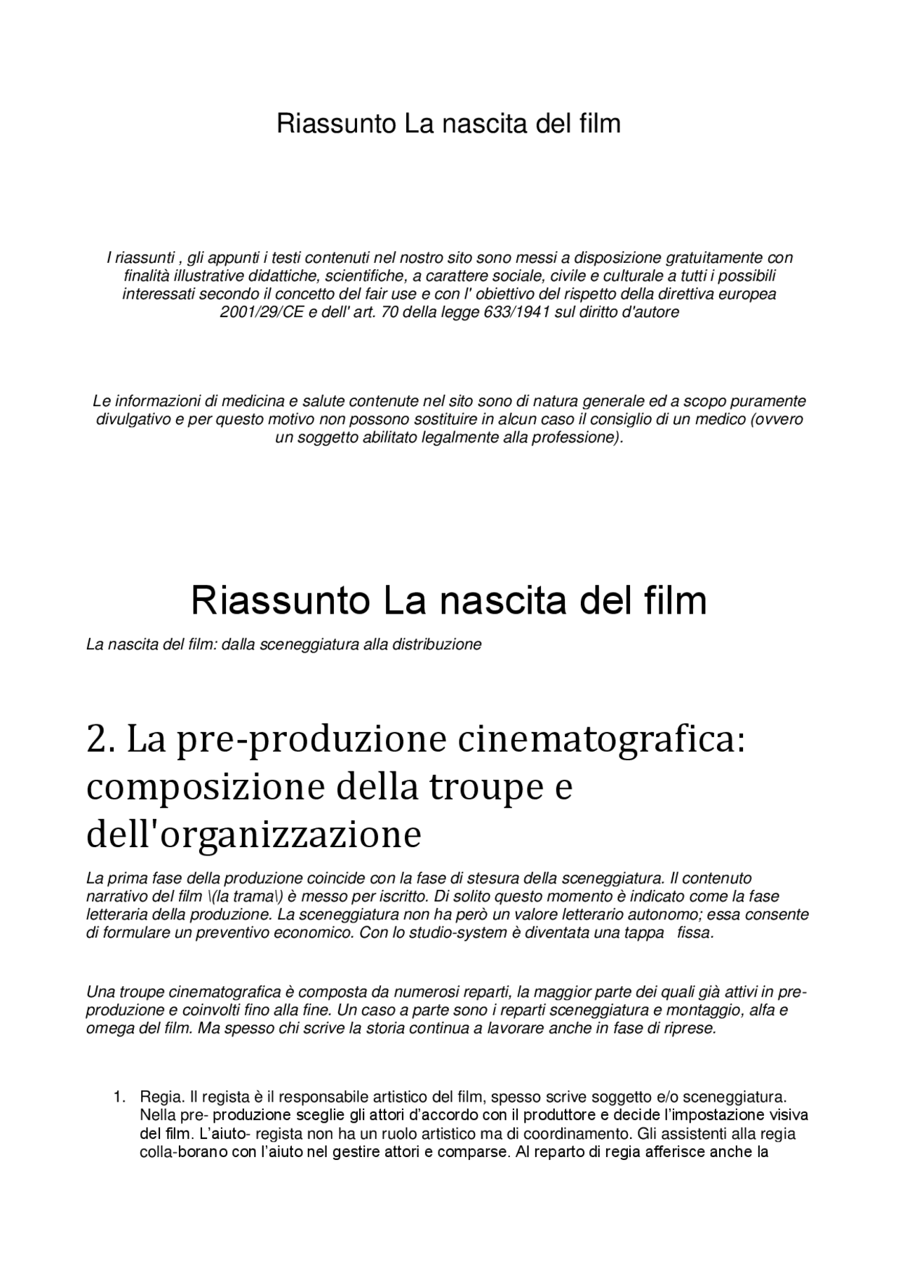 Cinema Docsity