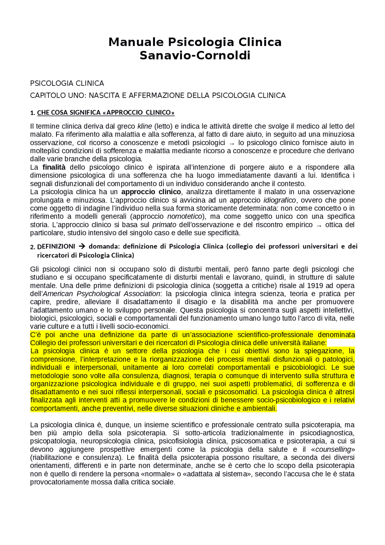 Manuale Psicologia Clinica Sanavio Cornoldi Aggiornato Dsm 5 Docsity