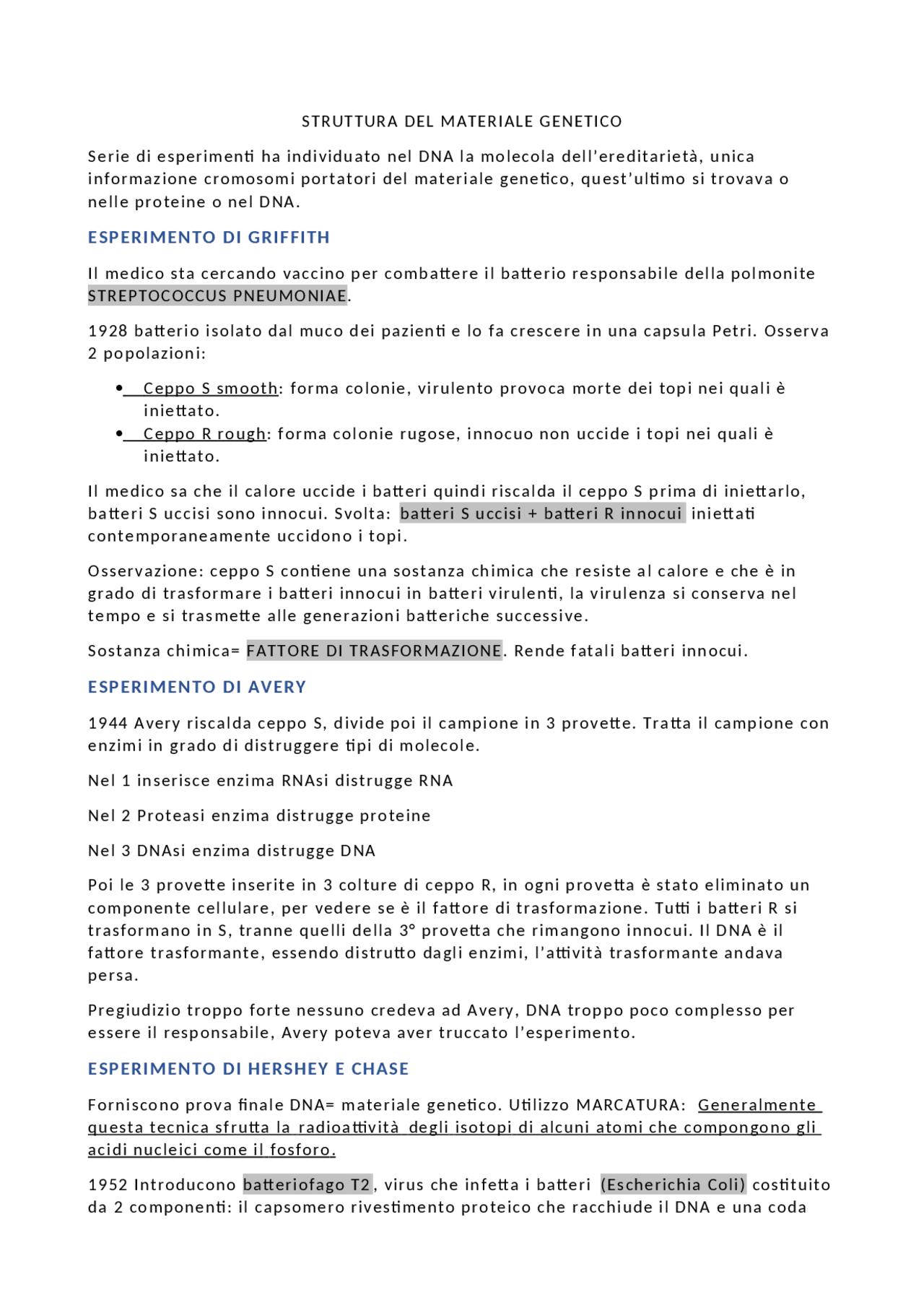 Il Dna Introduzione Docsity