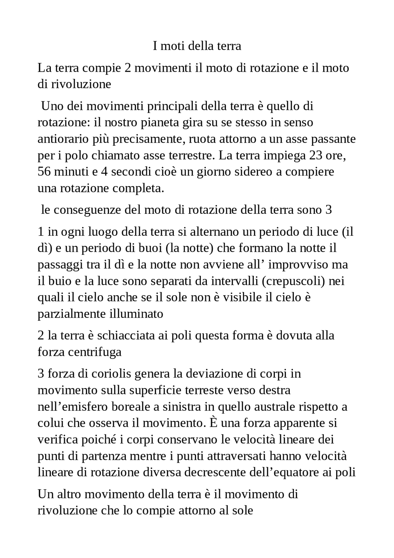 Scienze I Moti Della Terra Docsity