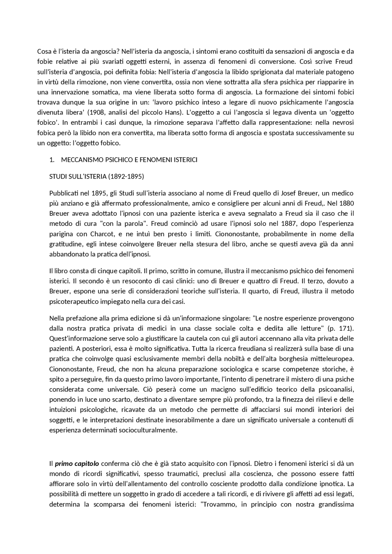 Isteria E Angoscia Freud Docsity