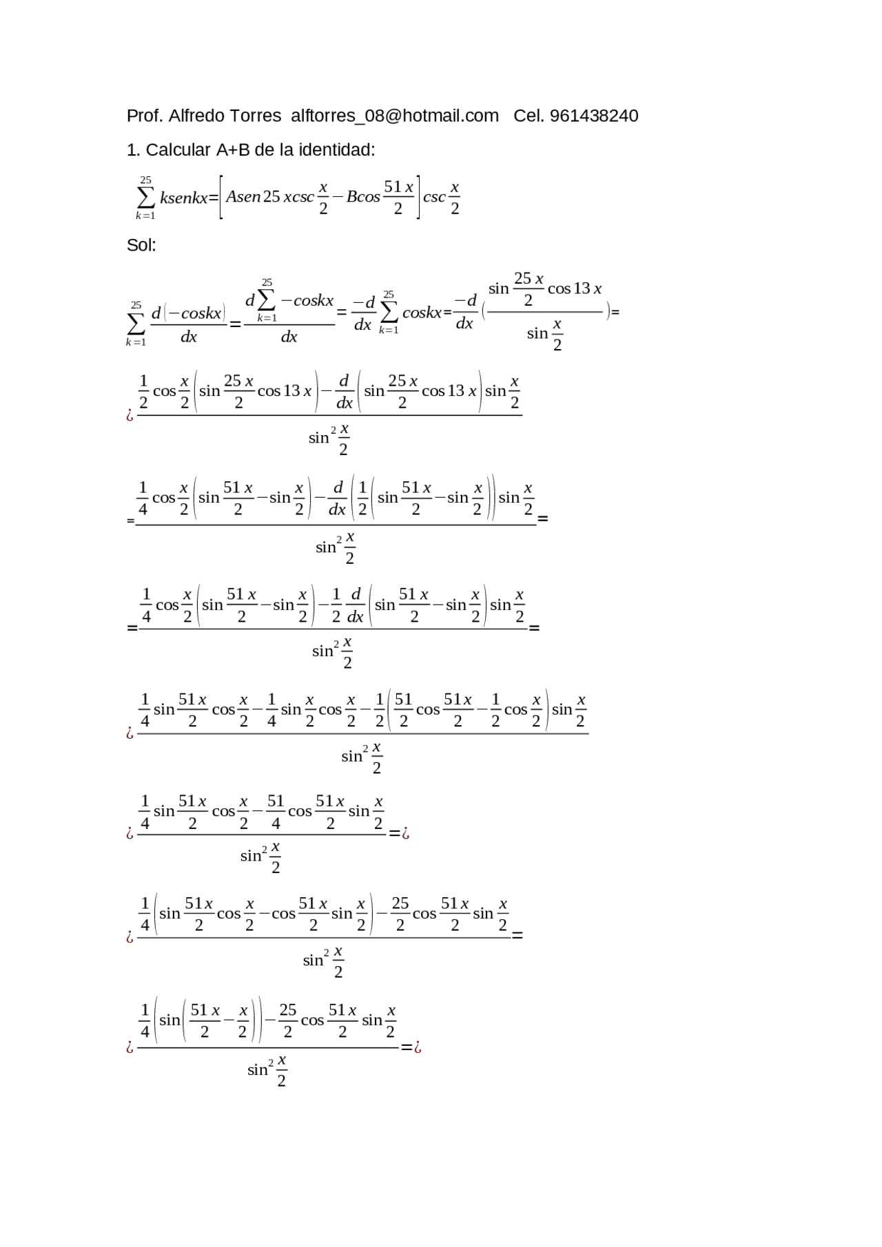 Trigonometría para Matemáticas 1 | Exercises of Trigonometry | Docsity