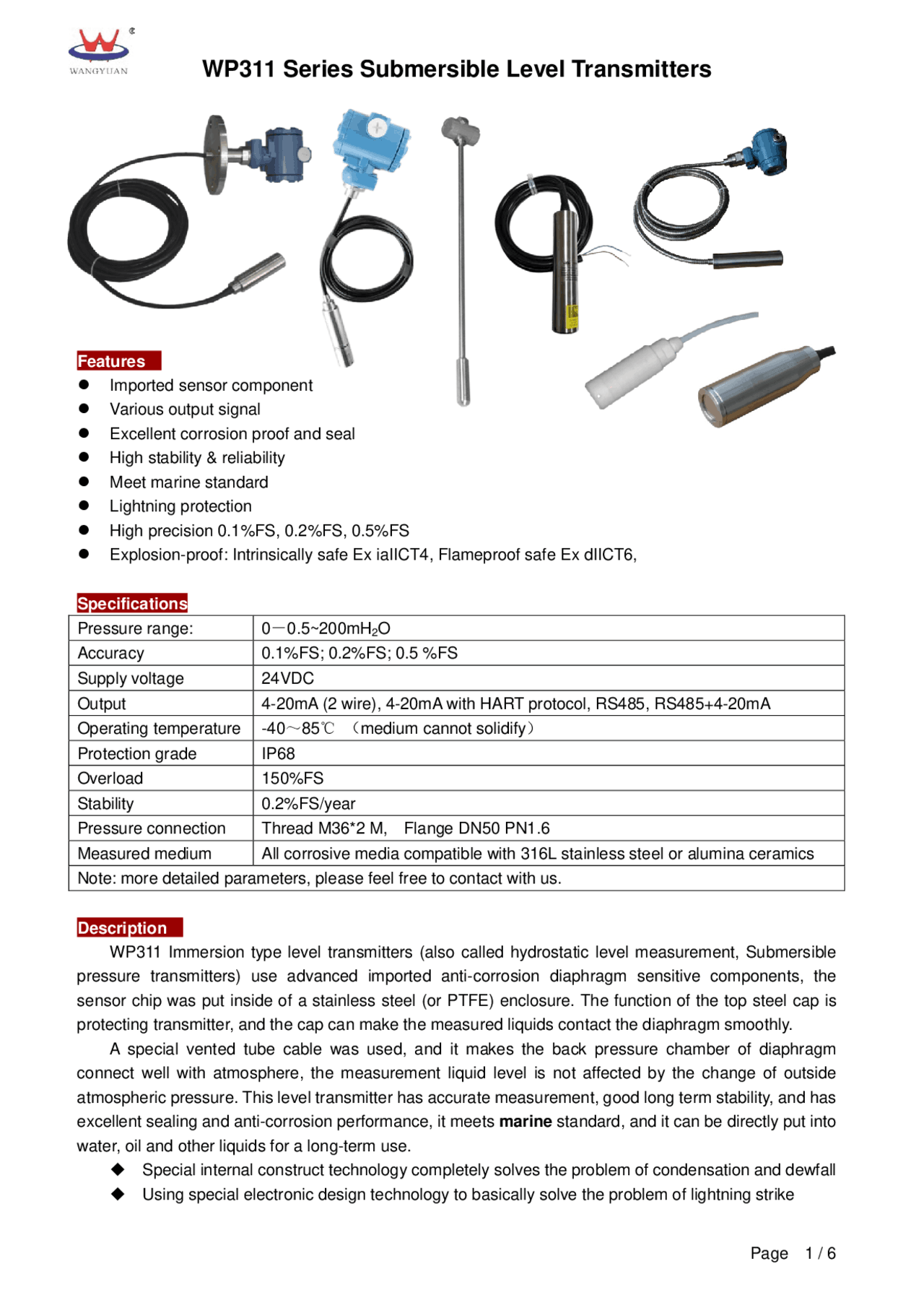 WP311 Level Transmitters - Docsity