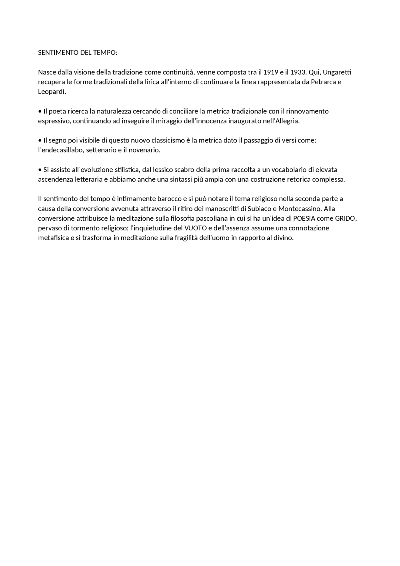 Sentimento Del Tempo Docsity