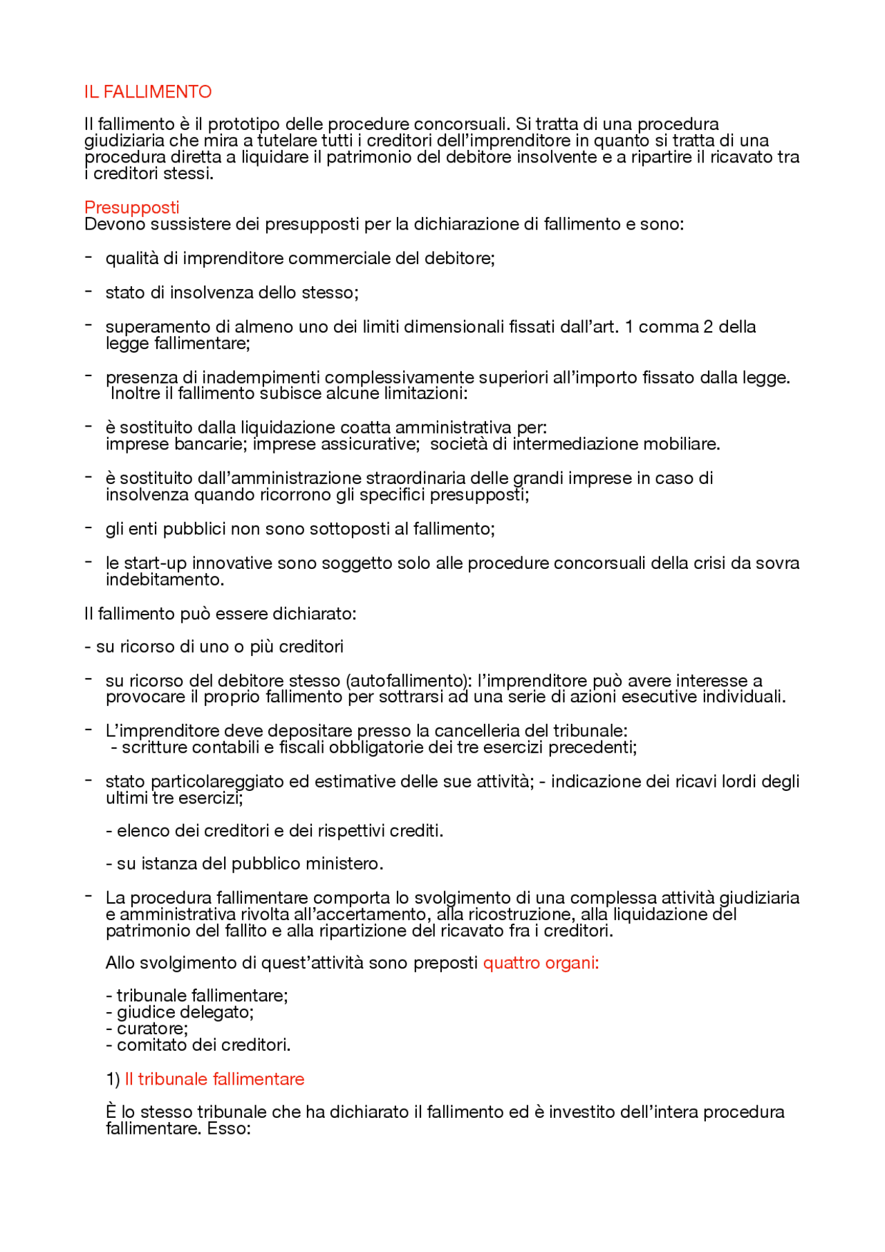 Fallimento Diritto Commerciale Docsity