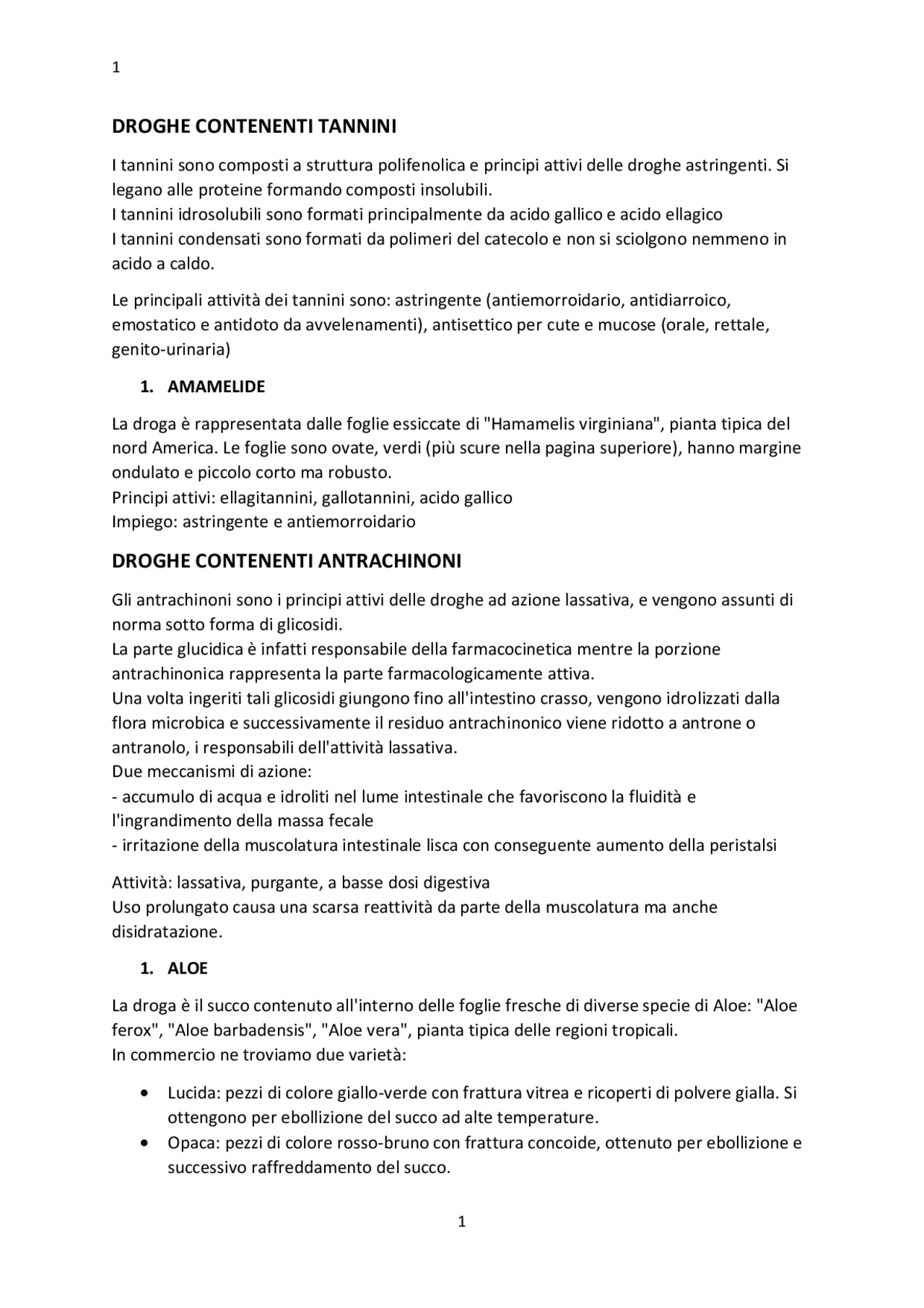 Appunti Di Farmacognosia Droghe Docsity