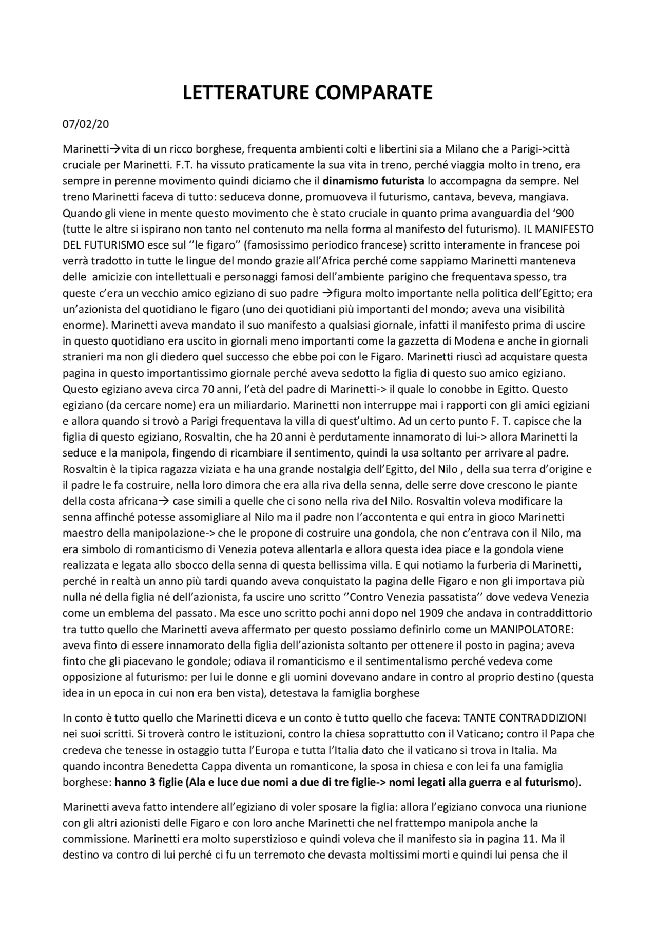 Appunti Letterature Comparate Integrato Docsity