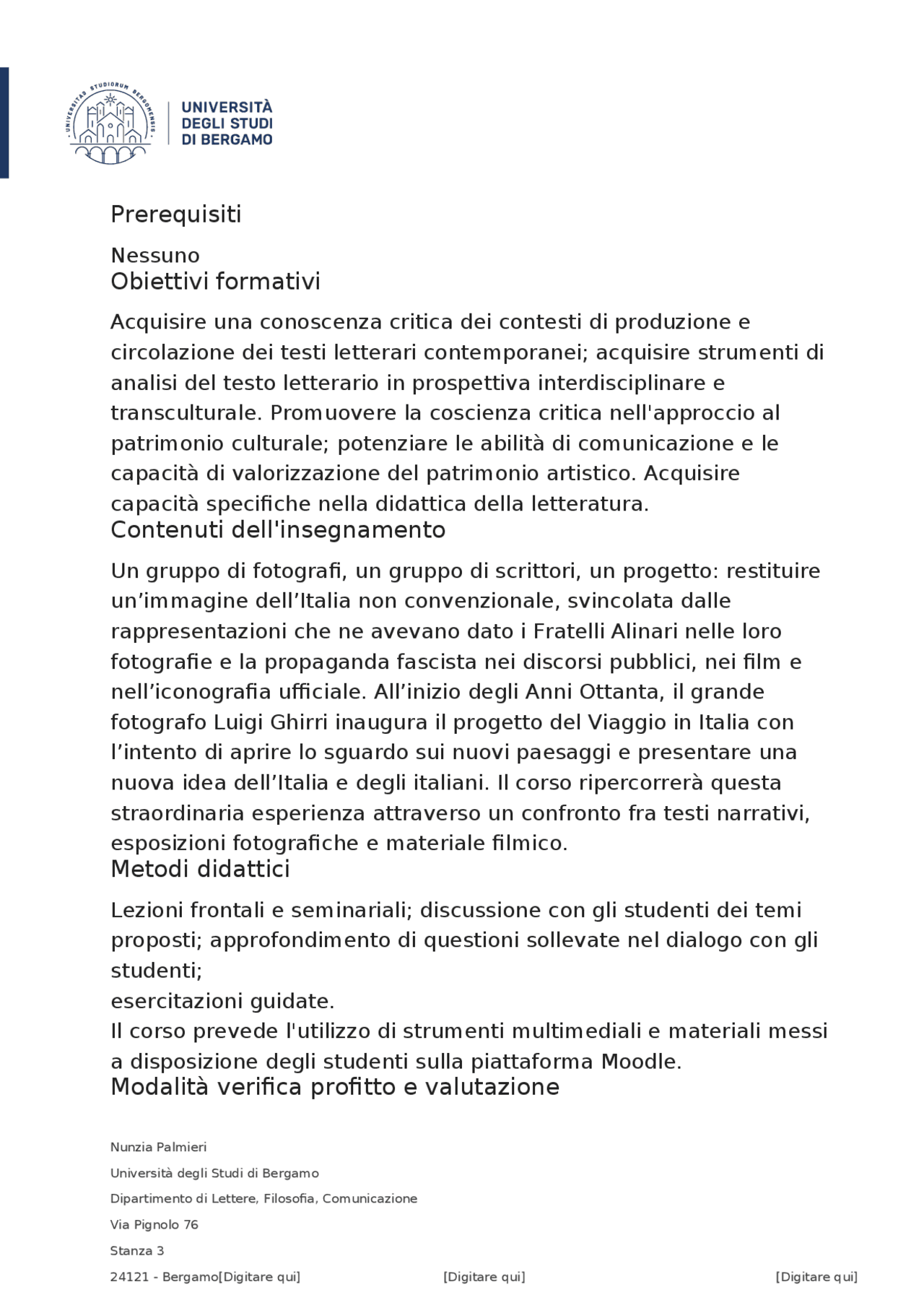 PROGRAMMA ESAME LETTERATURA ITALIANA CONTEMPORANEA - Docsity