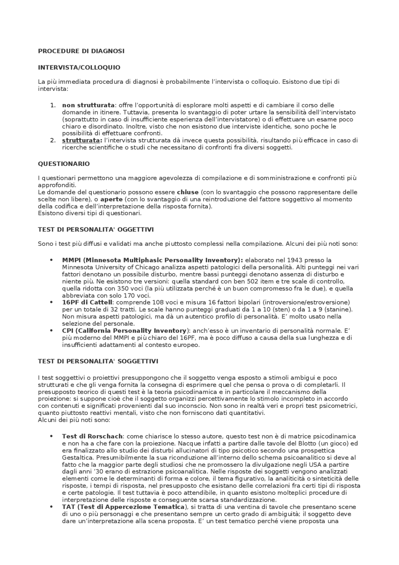 Come Scrivere Una Diagnosi Appunti Di Psicologia Generale Docsity