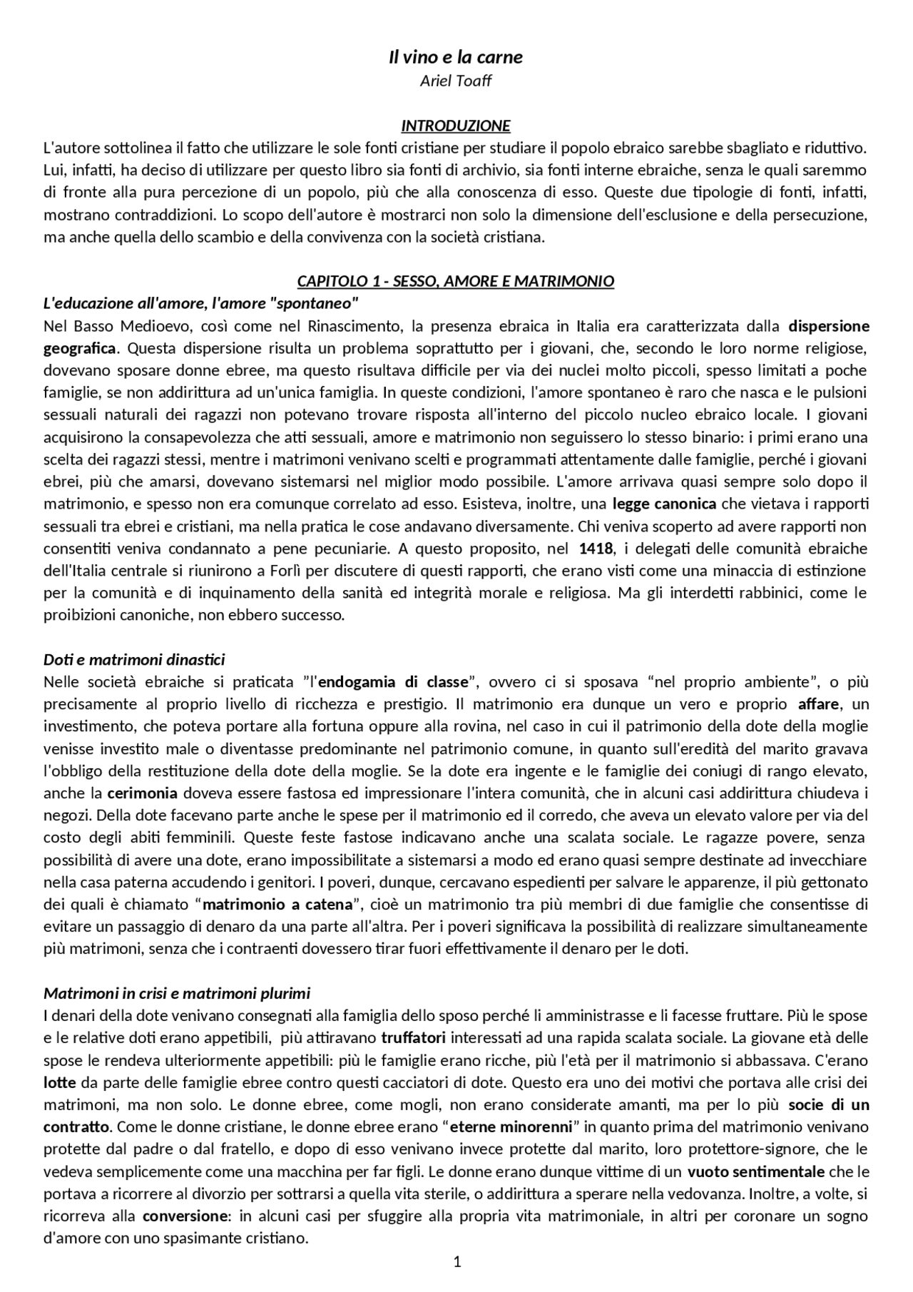 Toaff Il Vino E La Carne Docsity
