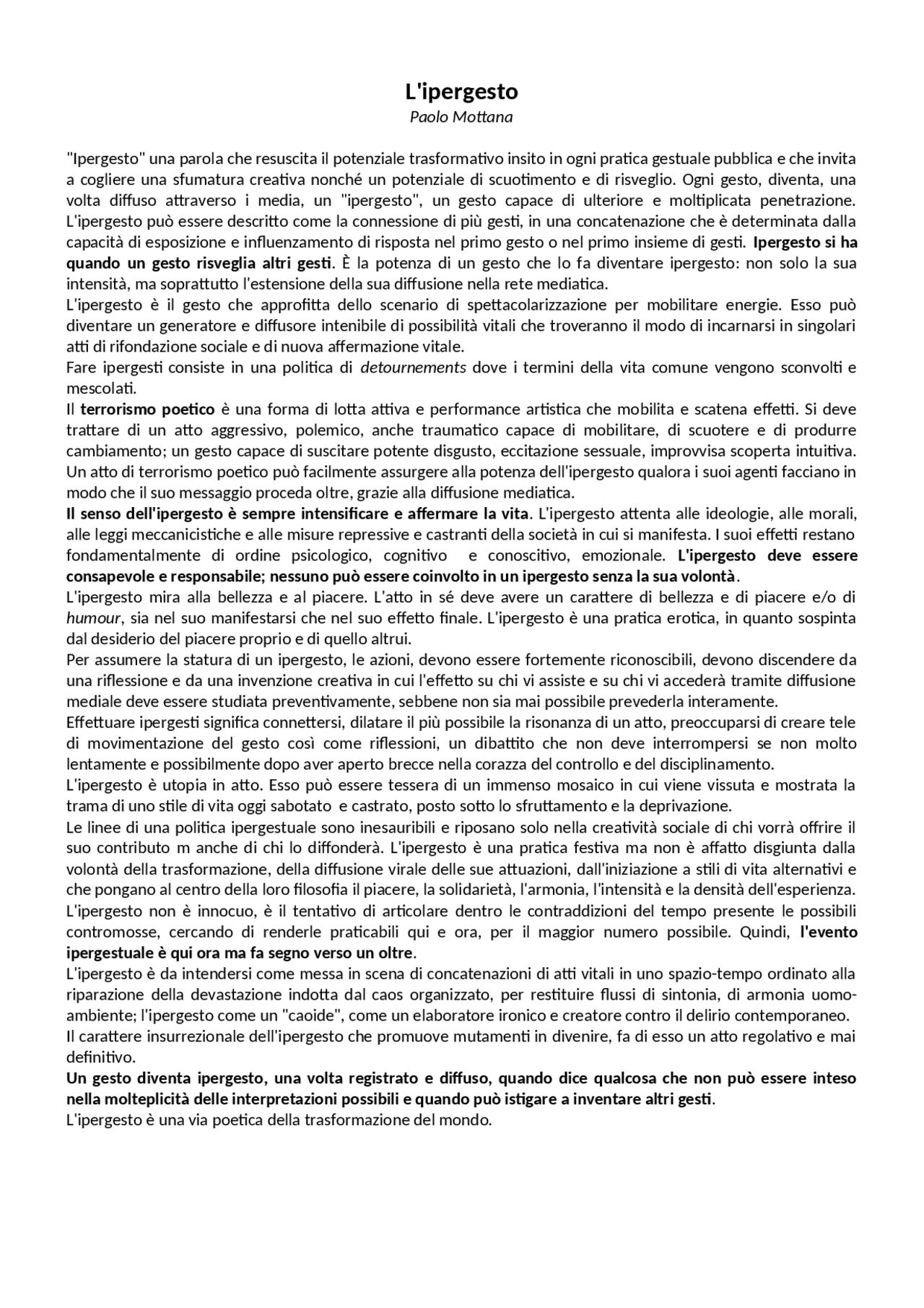Mottana Lipergesto Docsity
