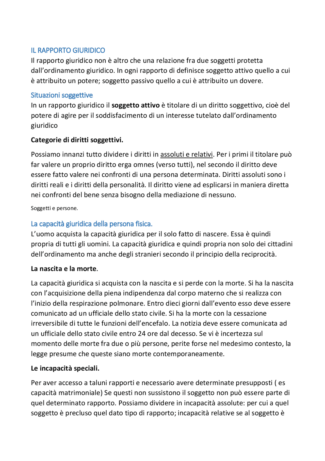 Il Rapporto Giuridico Docsity