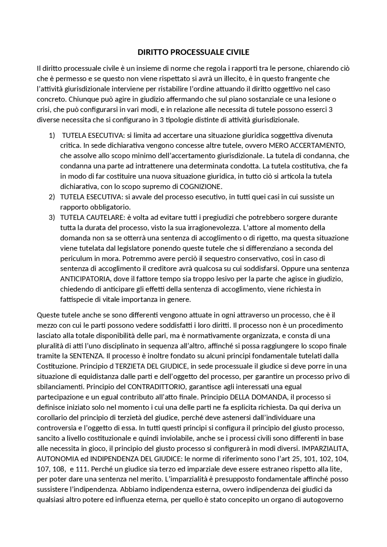 Diritto Processuale Civile Docsity