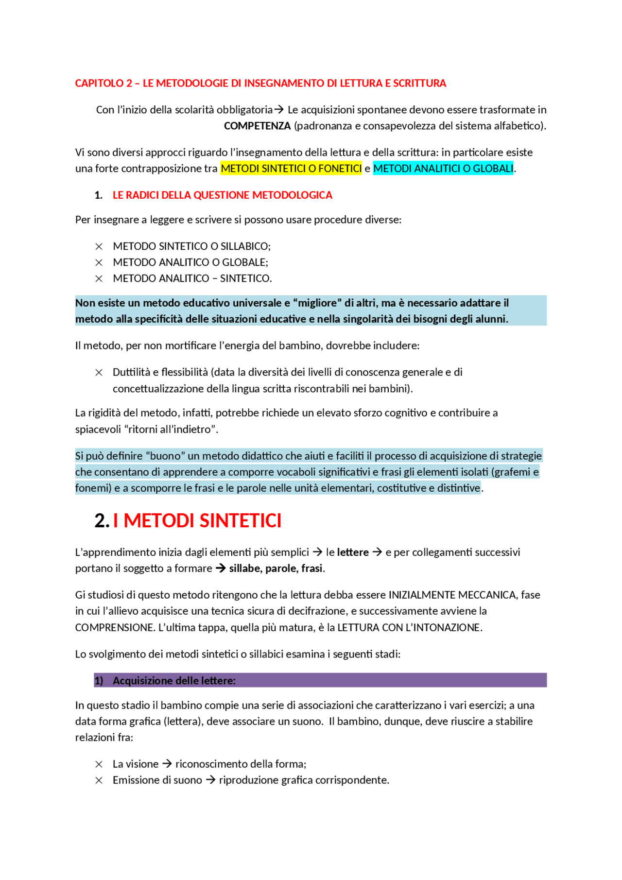 Cap 2 Insegnare A Leggere E Scrivere Docsity
