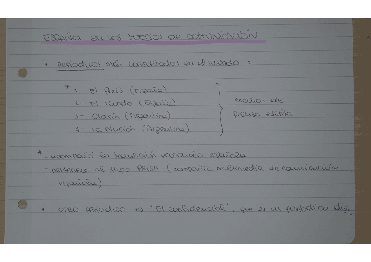 Español en los medios de comunicación - Docsity