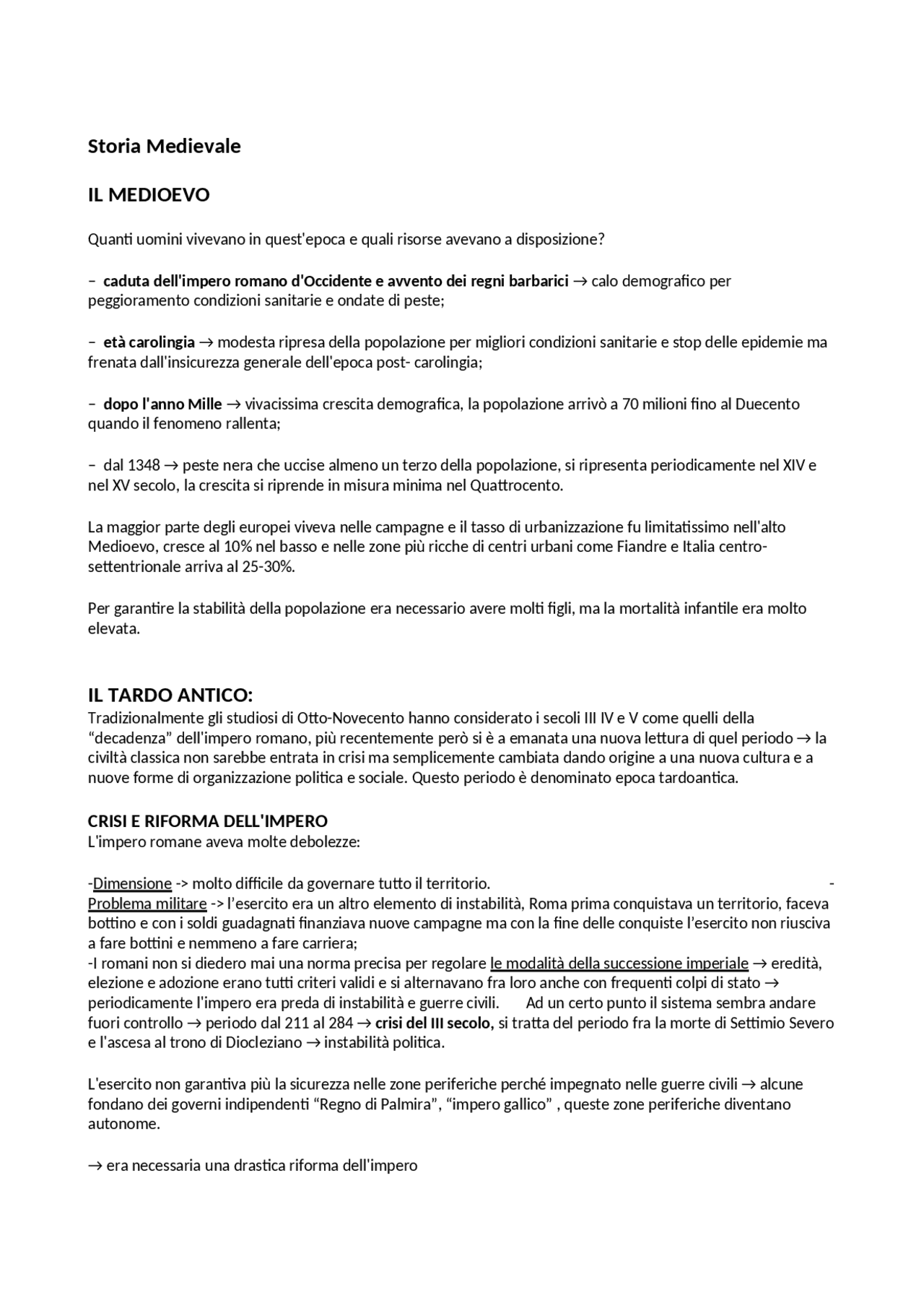 Storia Medievale Appunti Lezioni Docsity