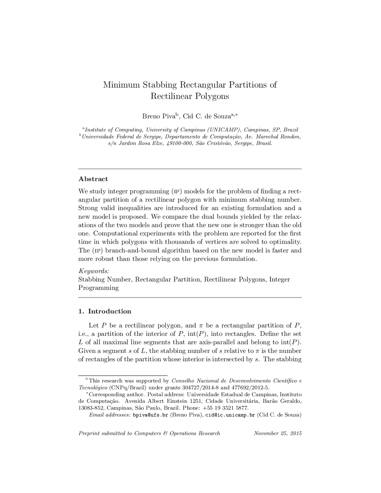 Minimum Stabbing Rectangular Partitions of Rectilinear Polygons - Docsity