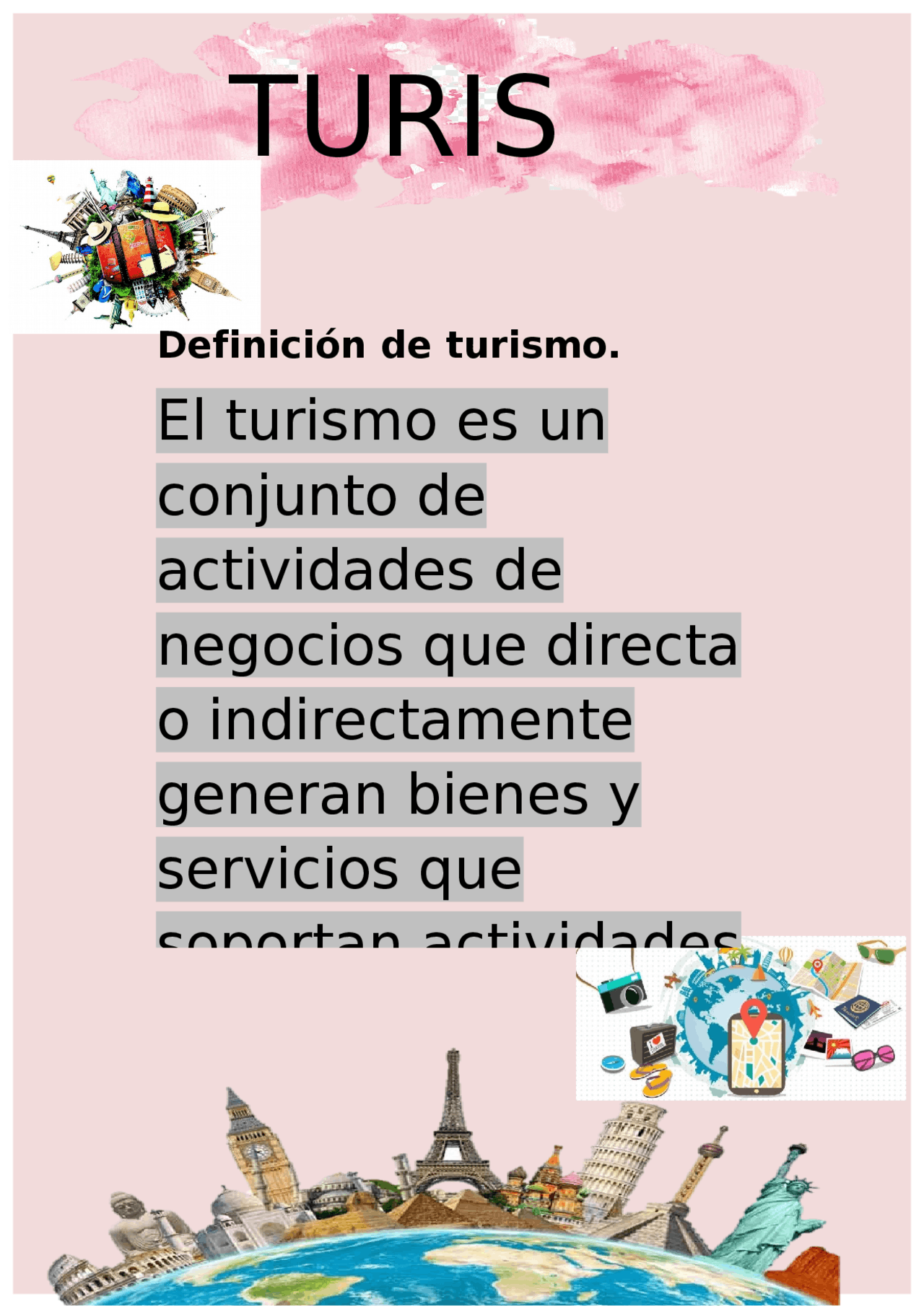 Definicion de turismo y tipos de turismo - Docsity