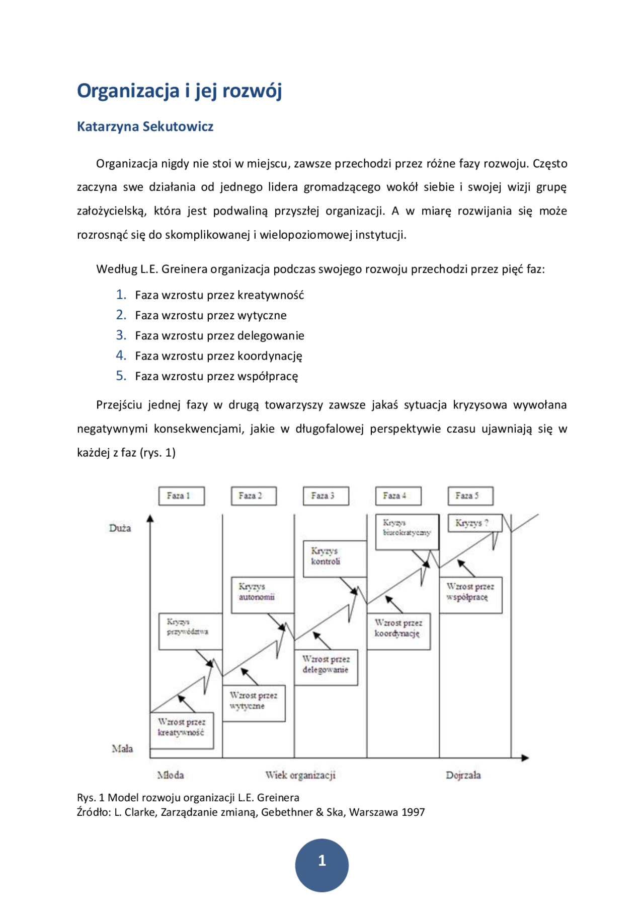 Organizacja i jej rozwój. Model Greinera - Docsity