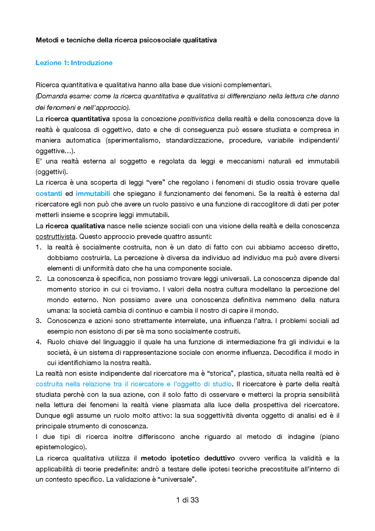 Appunti Metodi E Tecniche Qualitativa Docsity