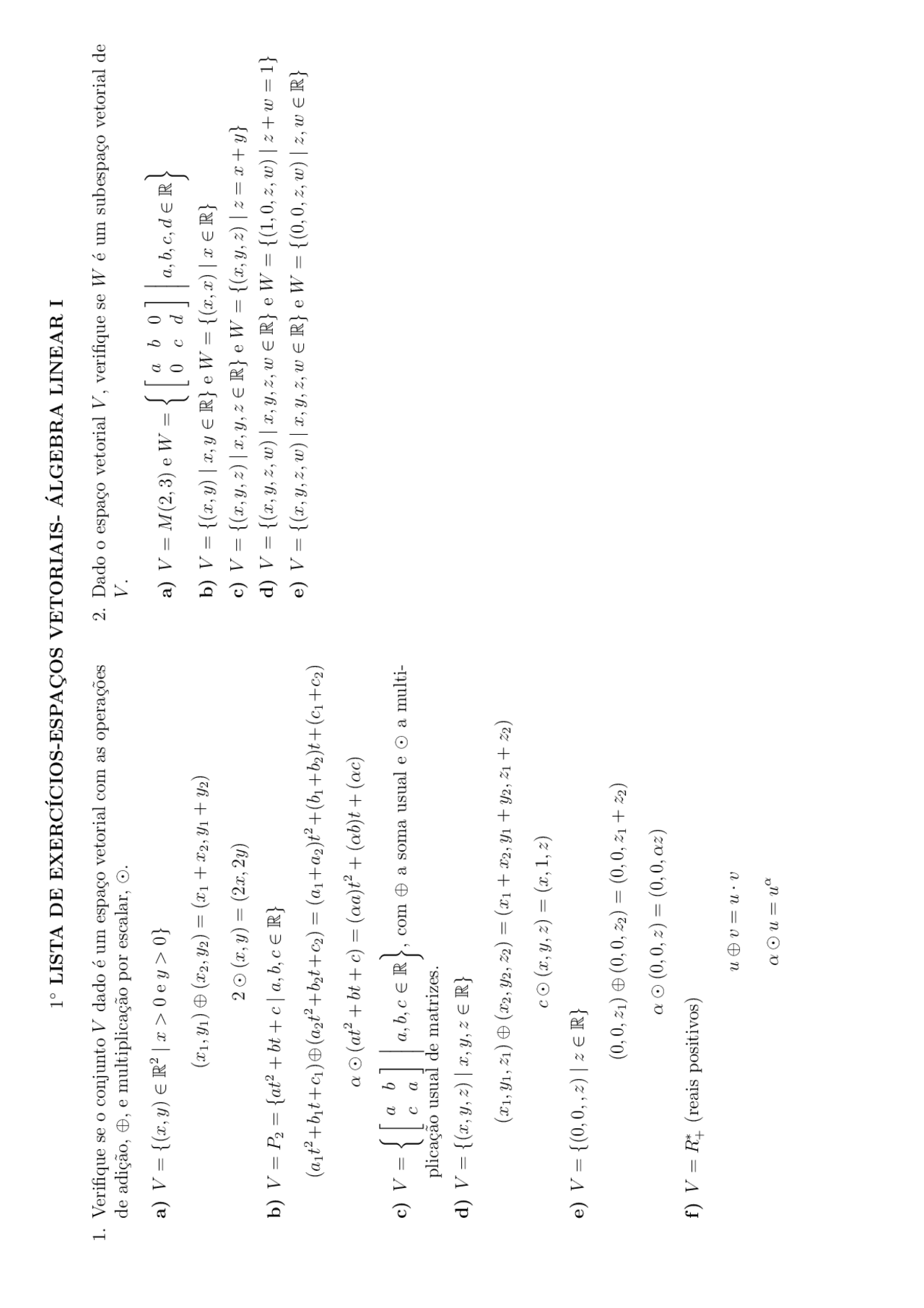 Lista De Exercícios Algebra Linear Docsity