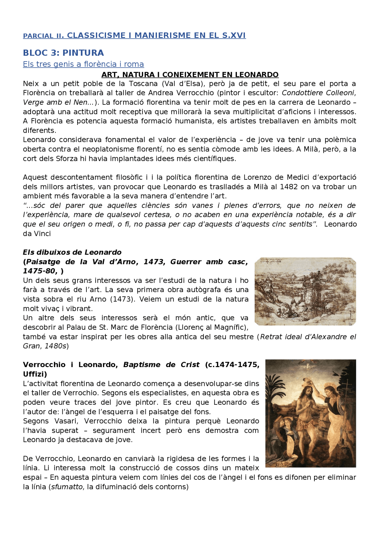 Classicisme I Manierisme En El Sxvi Ii Docsity