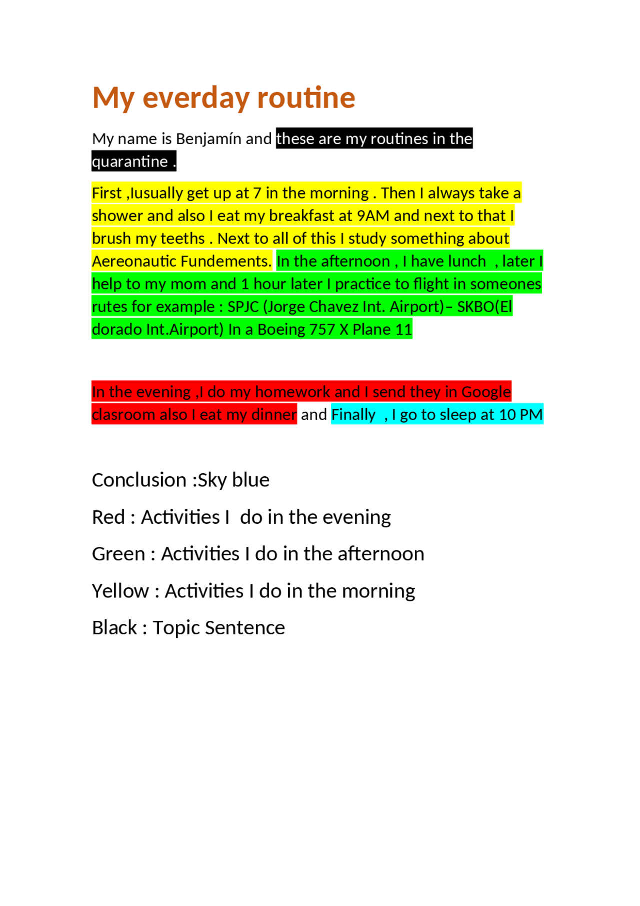 Routine day in my home - Docsity