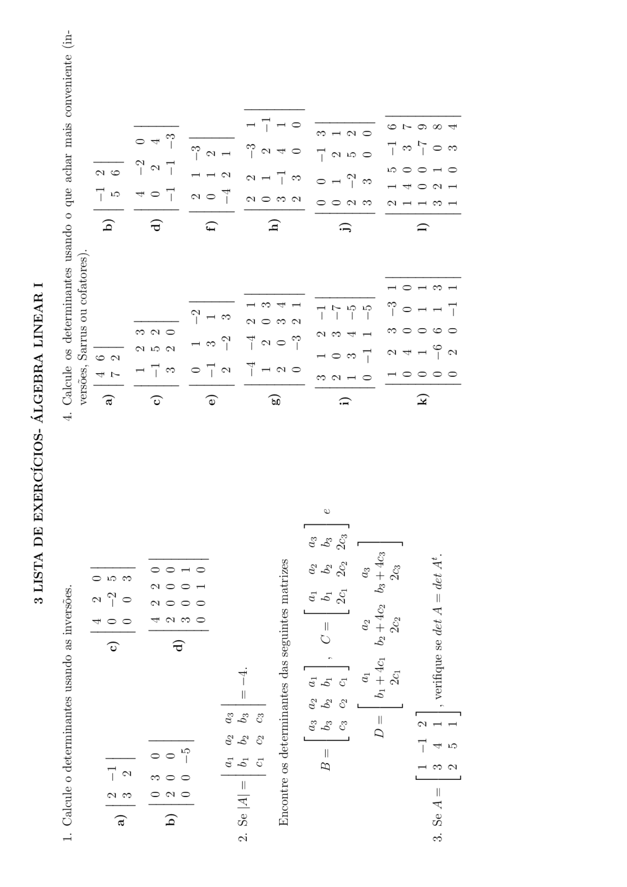 Lista De Exercícios Algebra Linear Docsity